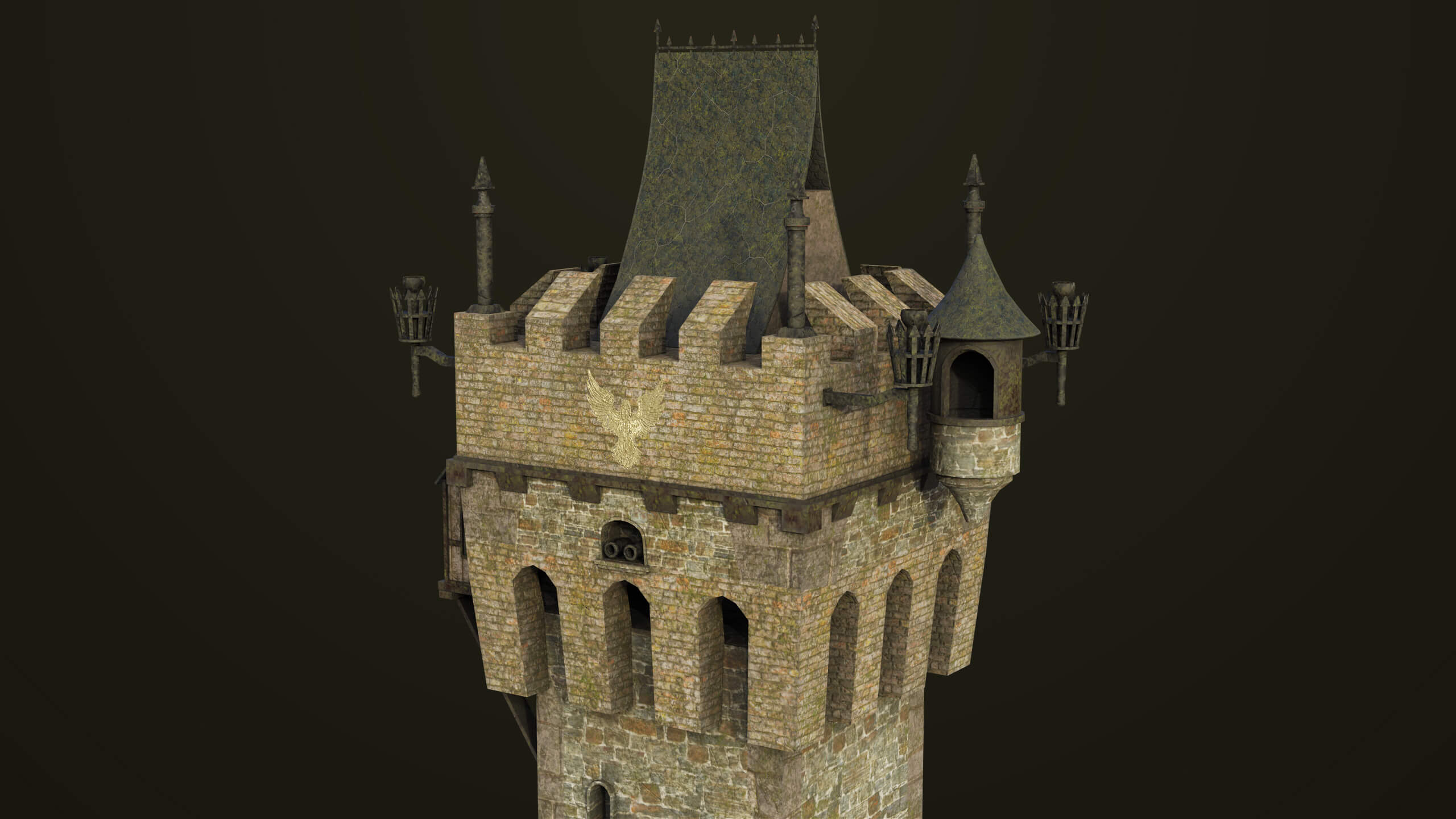 Old Castle Watch Tower 01 All PBR Unity UE Textures - 3D Model by Eight ...