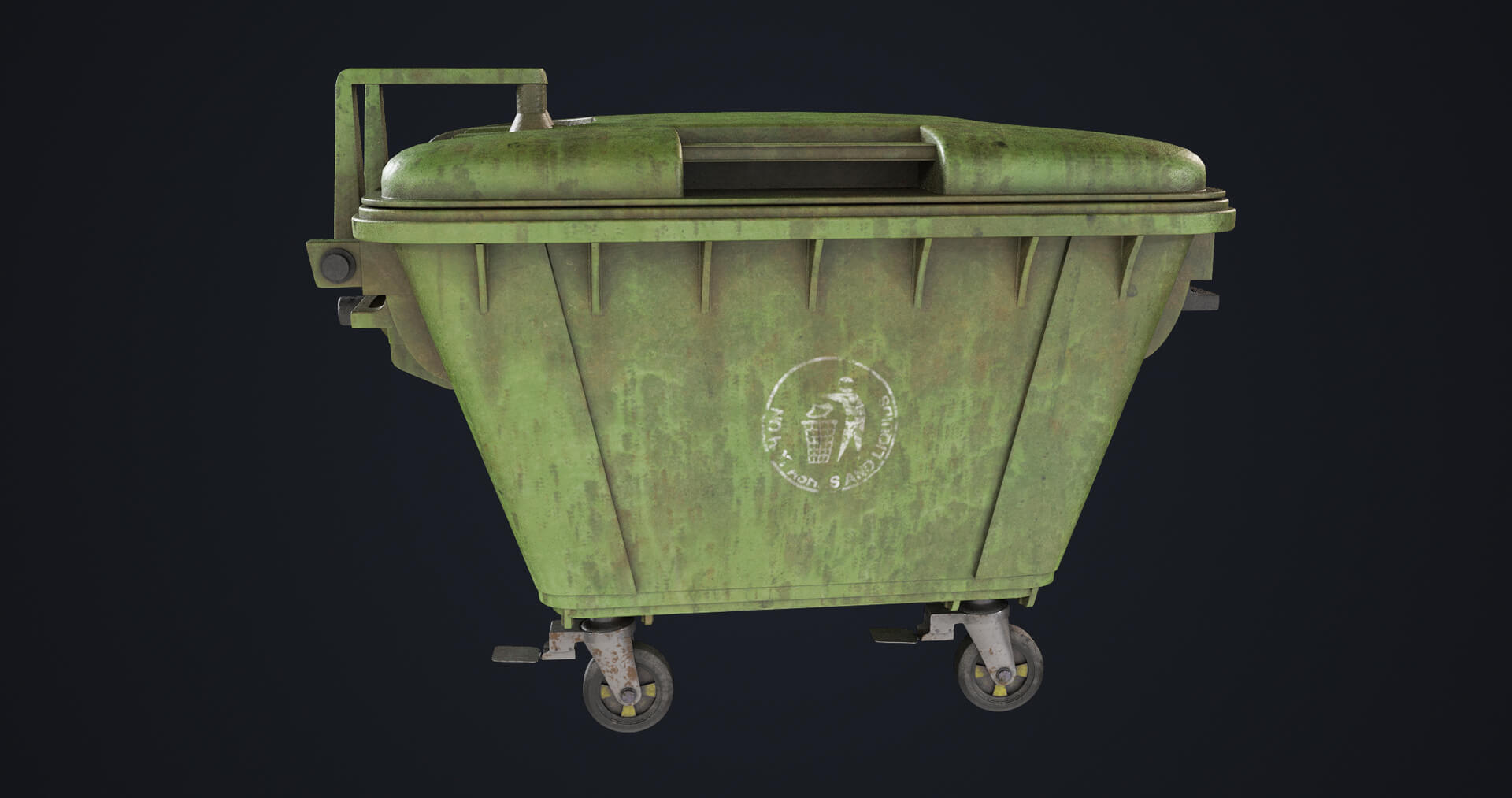 Old Dirty Dustbin All PBR Unity UE Textures Included - 3D Model by ...