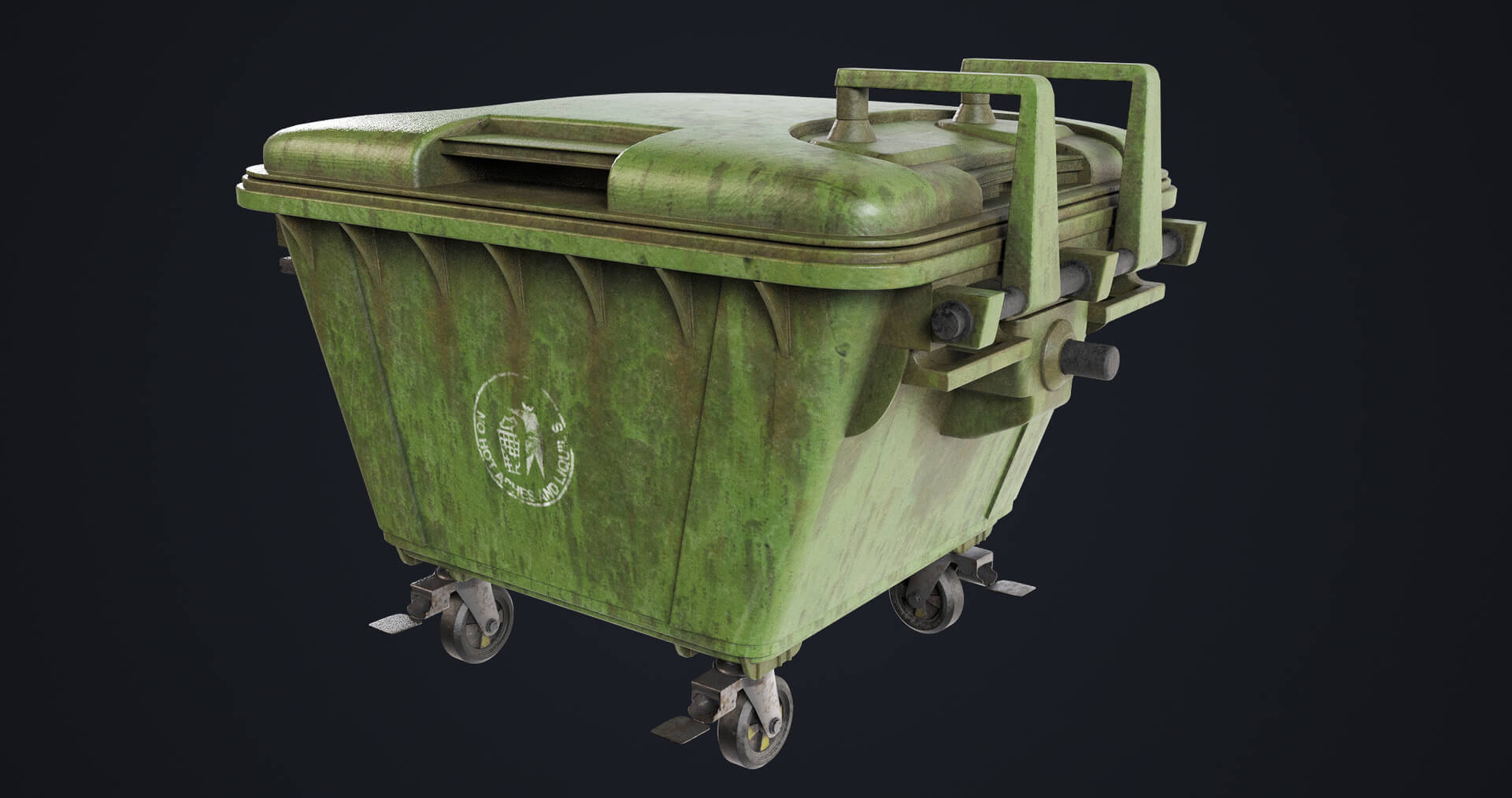Old Dirty Dustbin All PBR Unity UE Textures Included - 3D Model by ...