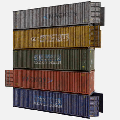 Old Dusty 5 Cargo Container Single Mat PBR - 3D Model by Eight Vertex