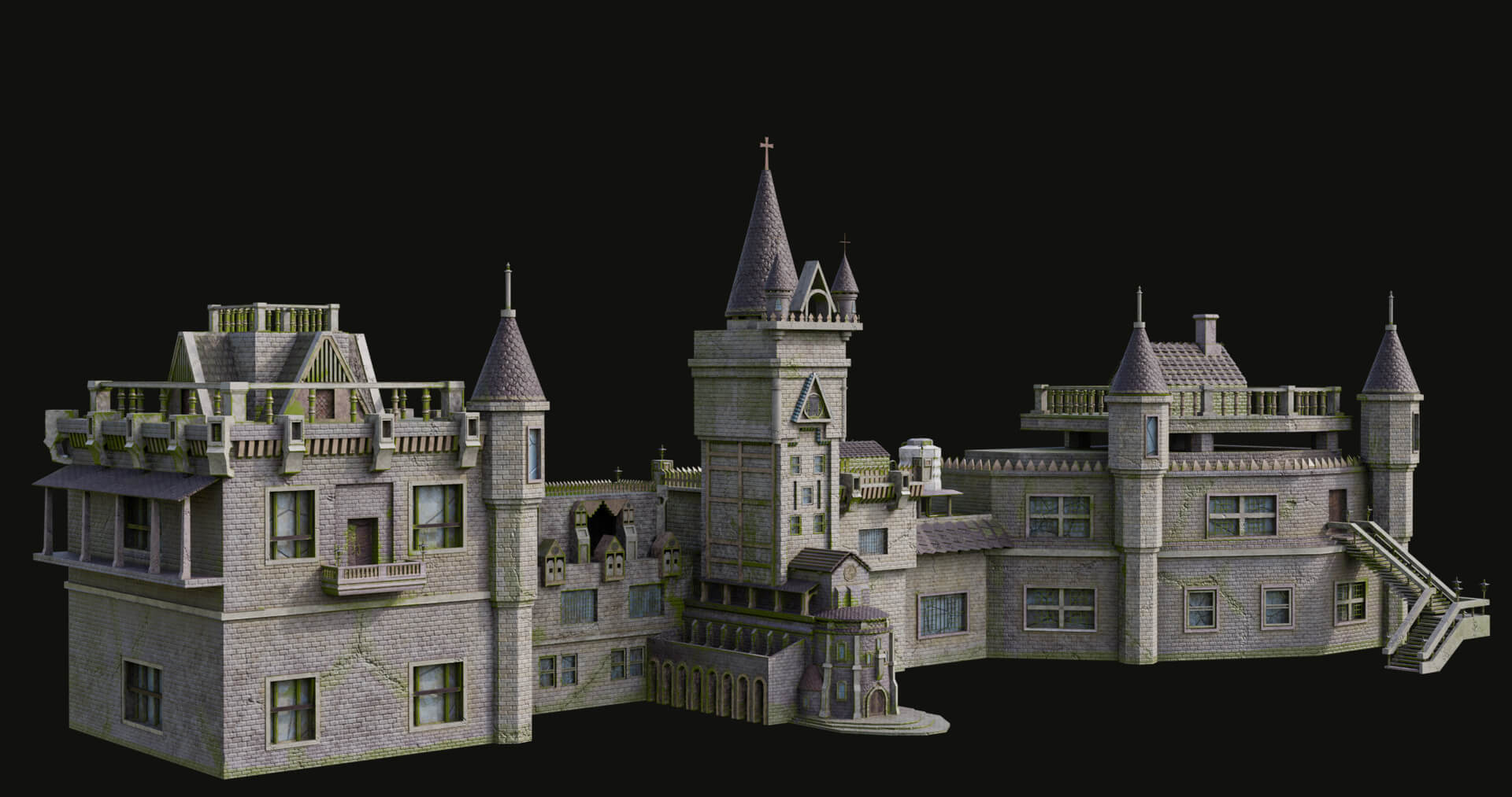 Old Haunted Castle Game Ready PBR - 3D Model by Eight Vertex
