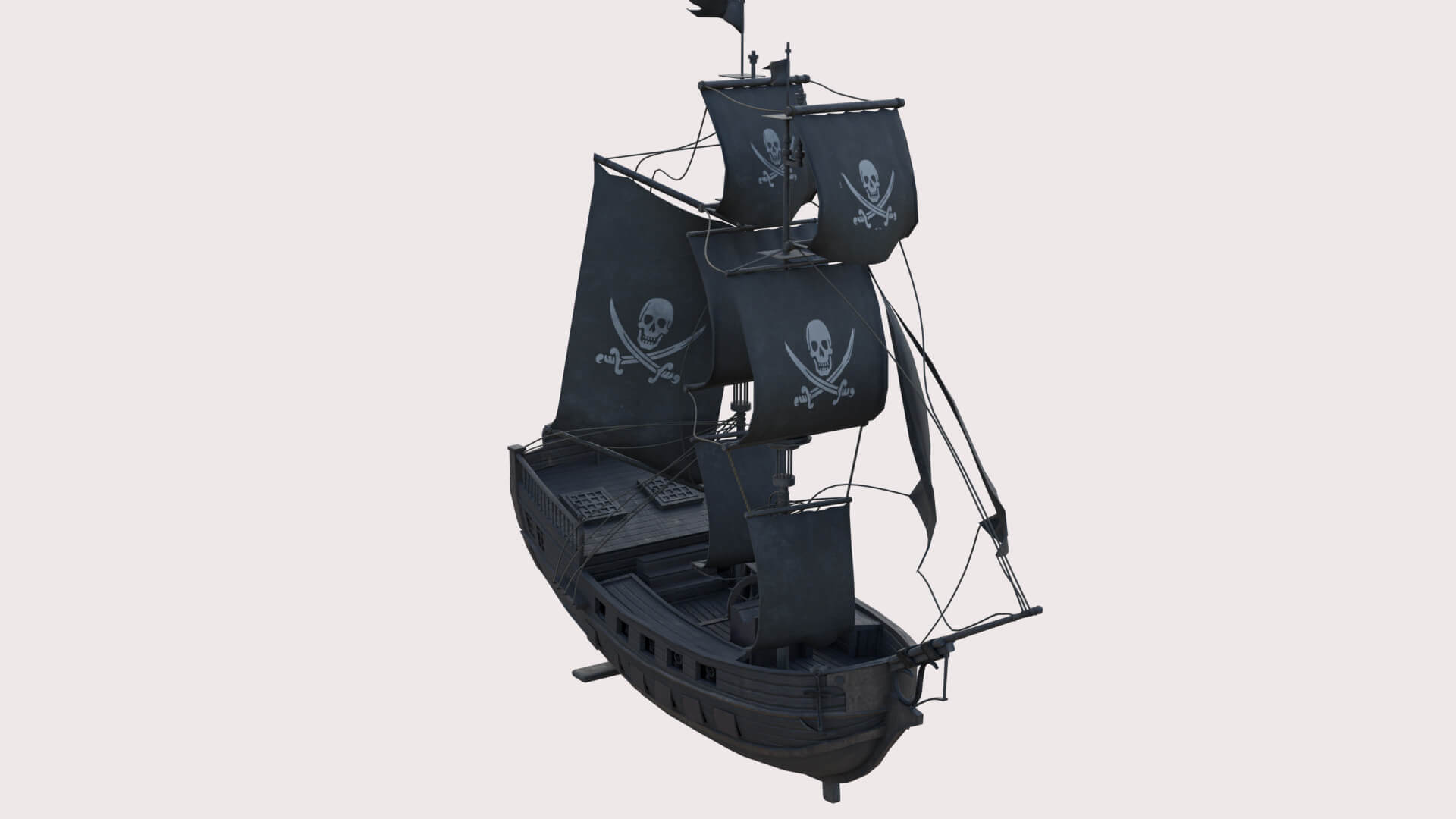 Pirate Sailing Ship All PBR Unity UE Textures Included - 3D Model by ...