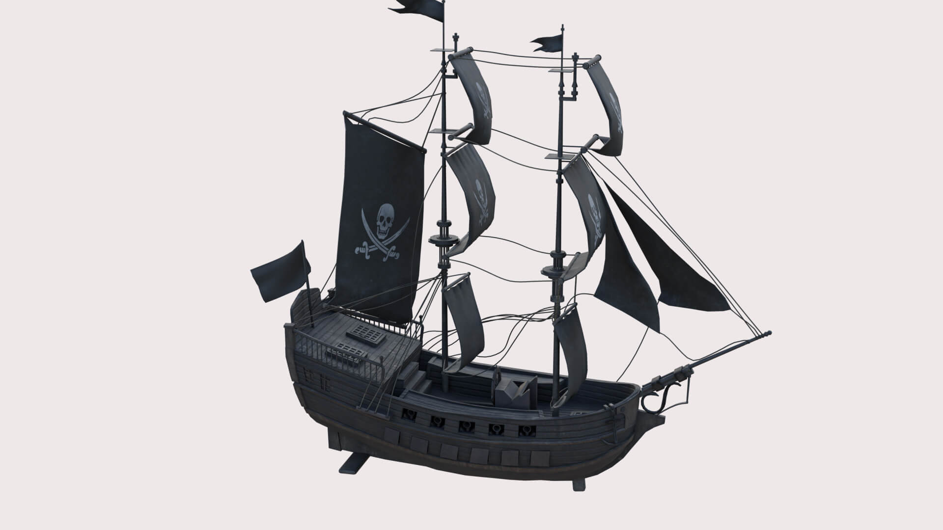 Pirate Sailing Ship All PBR Unity UE Textures Included - 3D Model by ...