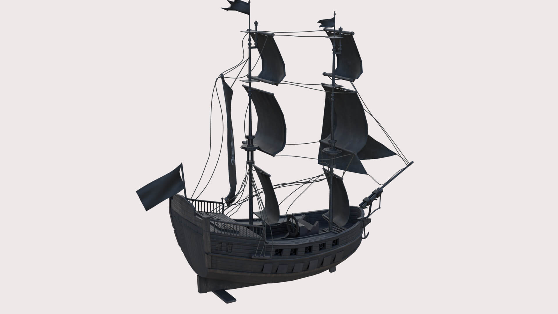 Pirate Sailing Ship All PBR Unity UE Textures Included - 3D Model by ...