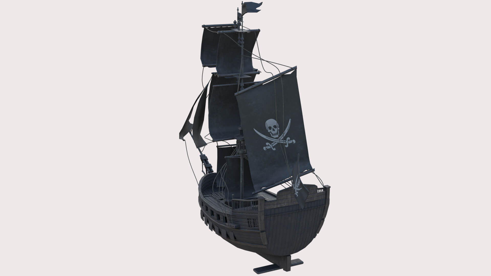 Pirate Sailing Ship All PBR Unity UE Textures Included - 3D Model by ...