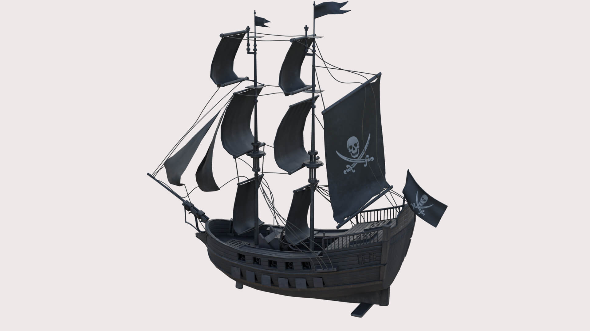 Pirate Sailing Ship All PBR Unity UE Textures Included - 3D Model by ...