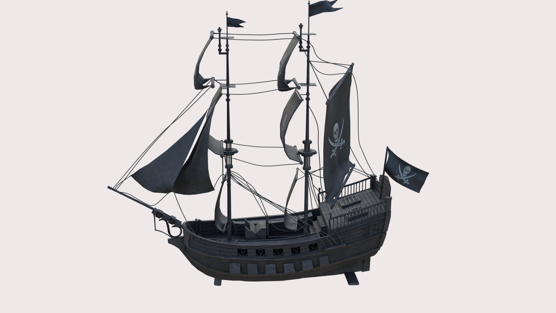 Pirate Sailing Ship All PBR Unity UE Textures Included - 3D Model by ...