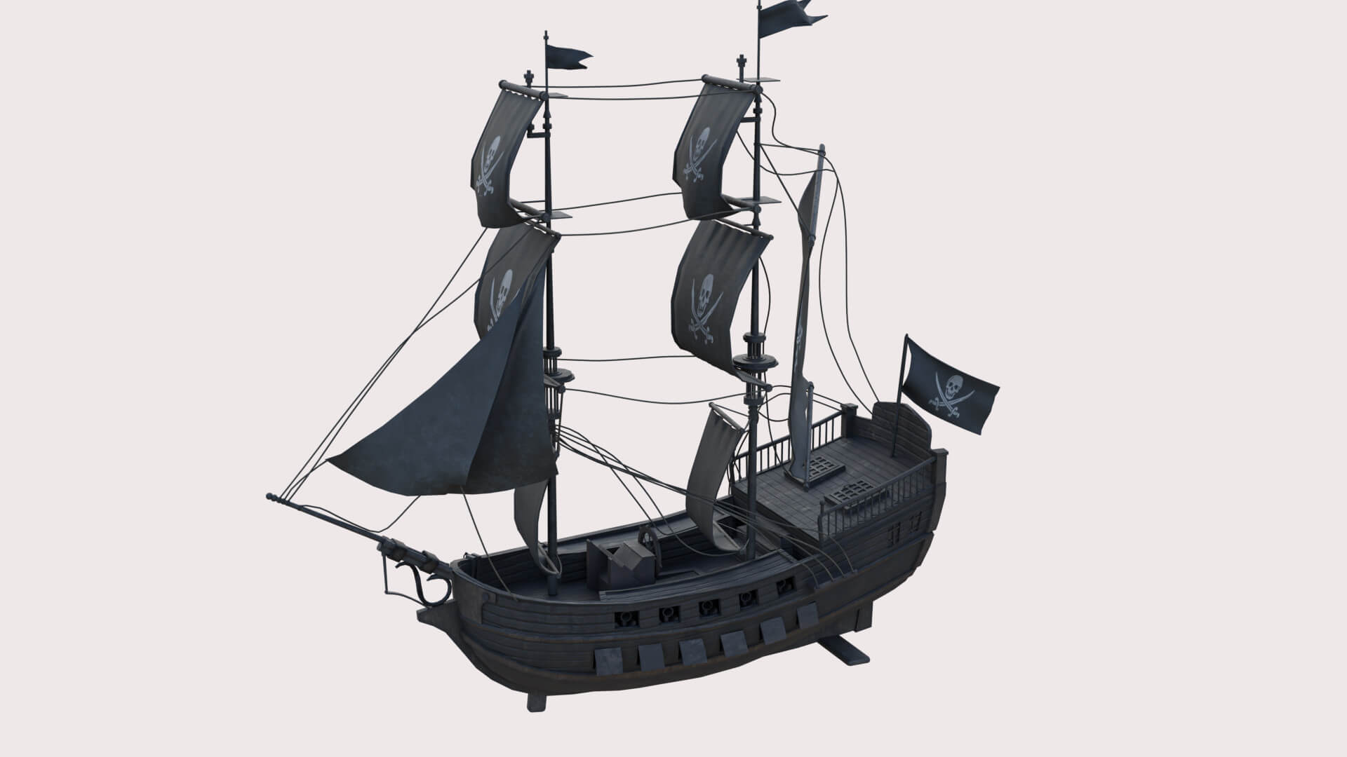 Pirate Sailing Ship All PBR Unity UE Textures Included - 3D Model by ...