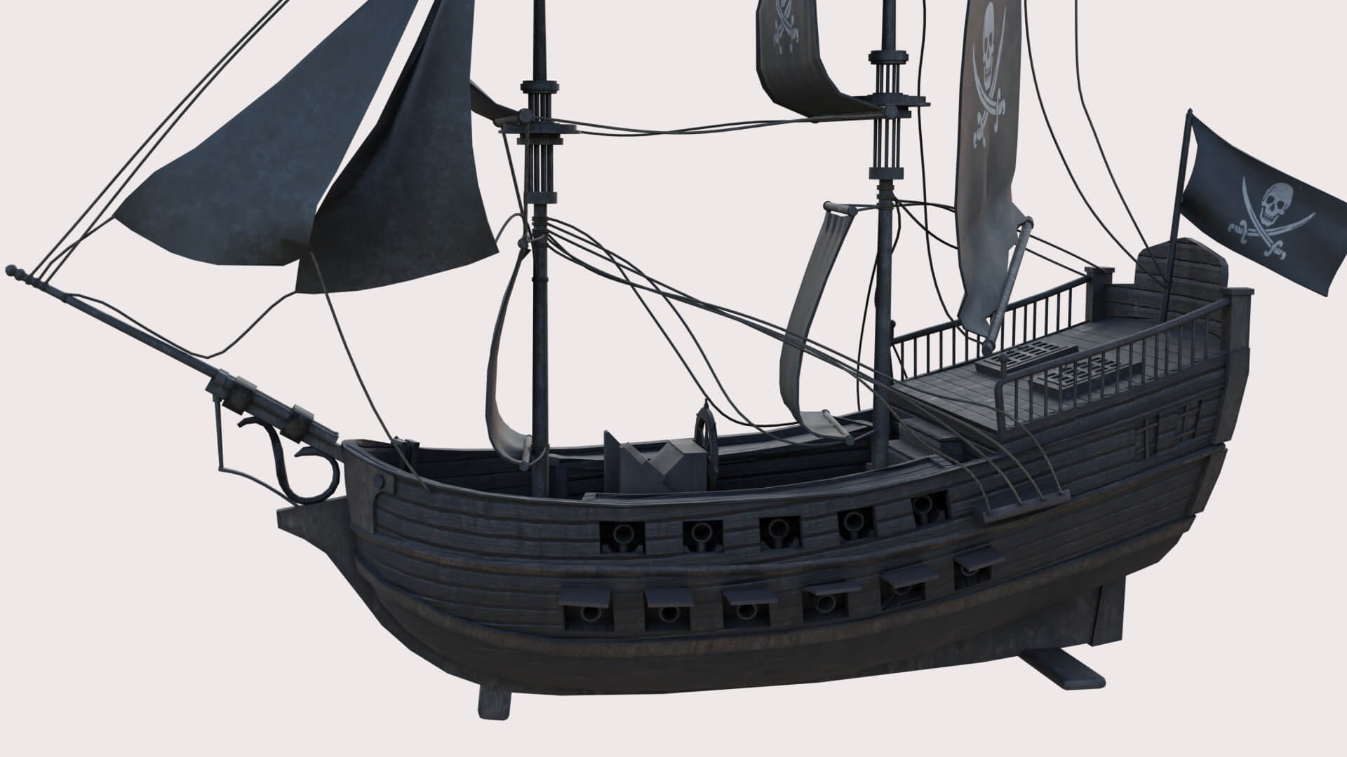 Pirate Sailing Ship All PBR Unity UE Textures Included - 3D Model by ...