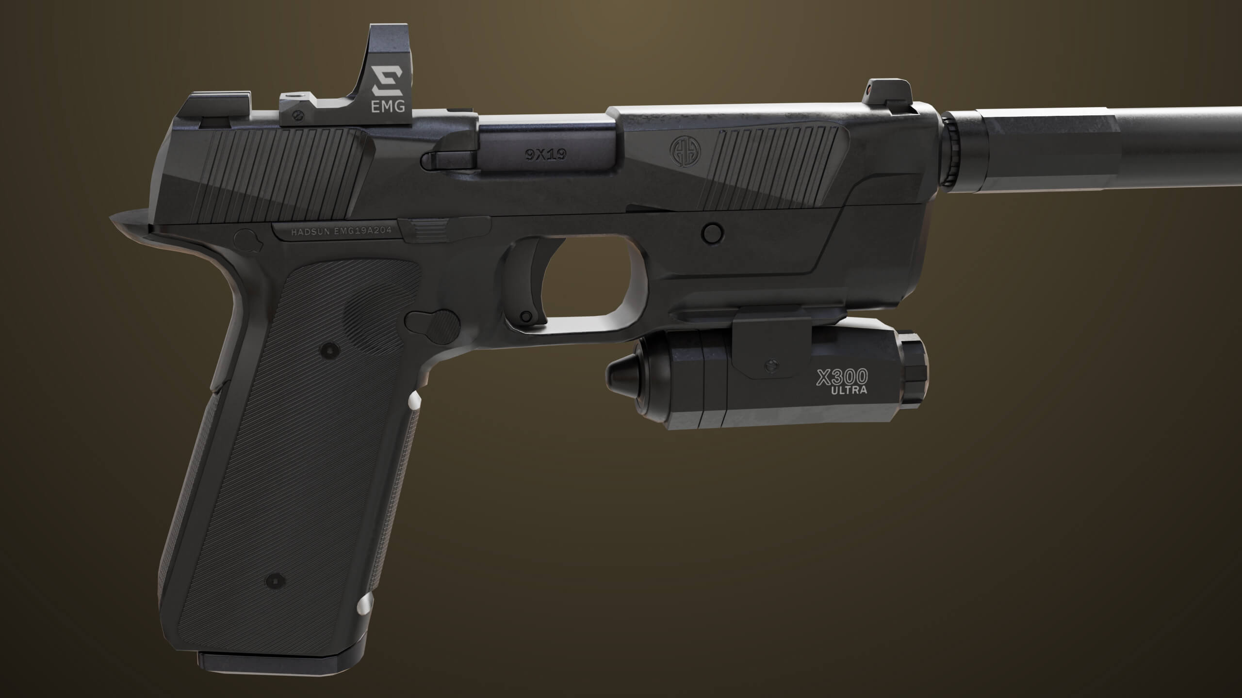 Pistol 03 Black Generic All PBR Unity UE Textures - 3D Model by Eight Vertex