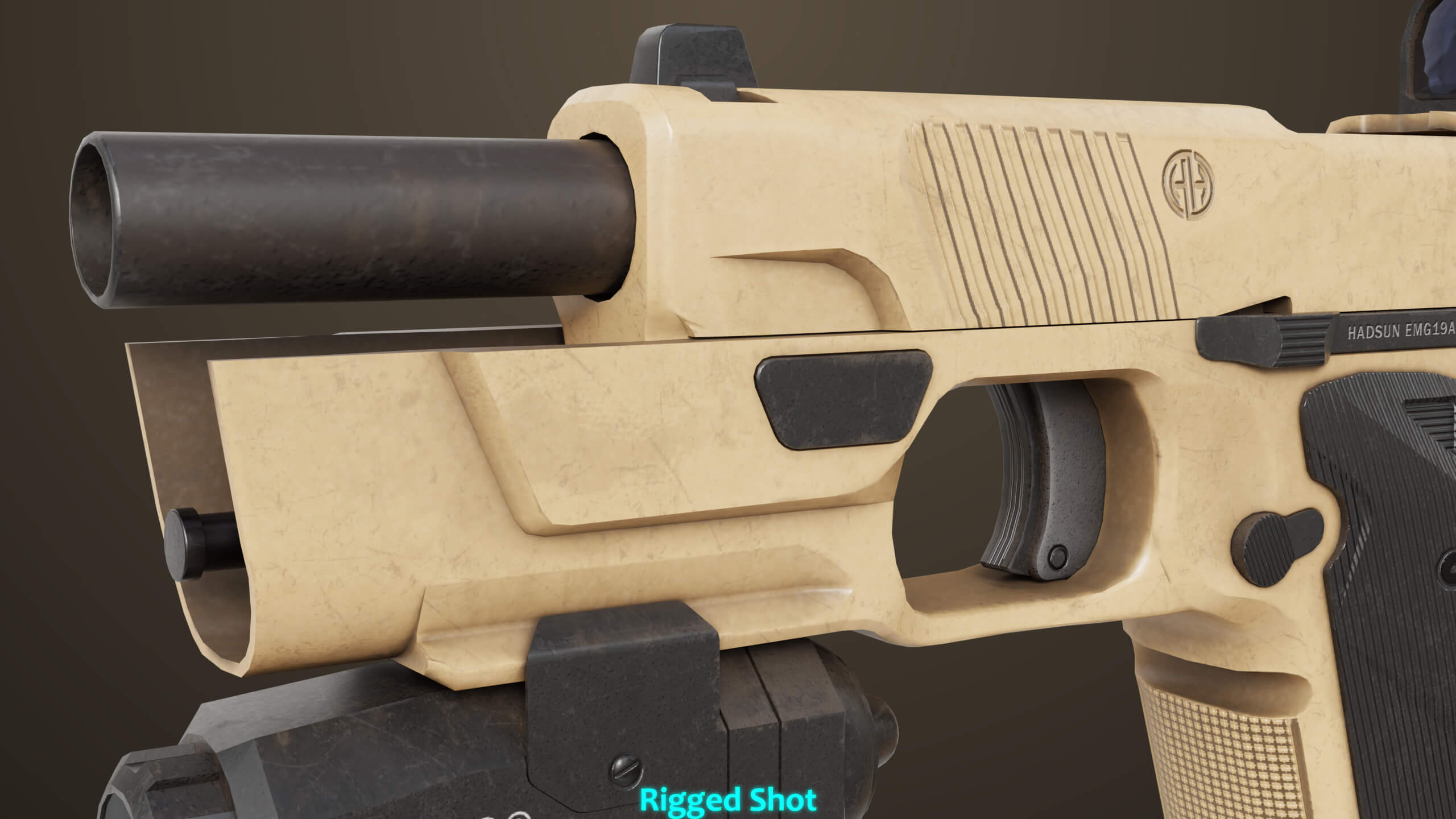 Pistol 03 Brown Generic All PBR Unity UE Textures - 3D Model by Eight Vertex