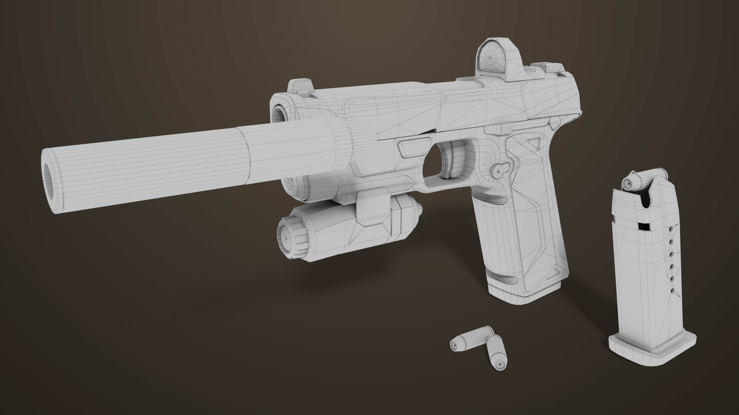 Pistol 03 Brown Generic All PBR Unity UE Textures - 3D Model by Eight Vertex