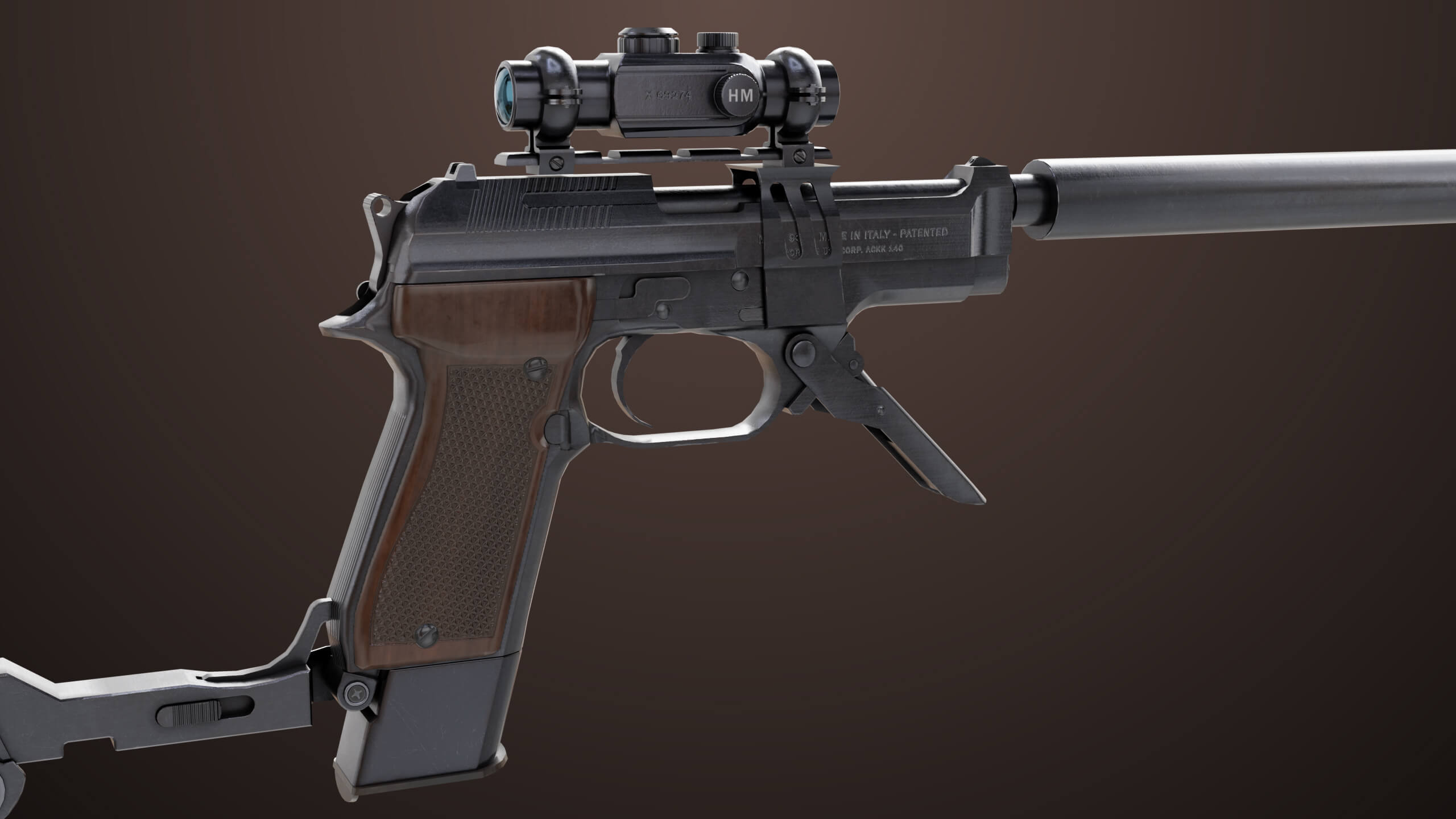 Pistol 08 Black Generic All PBR UE Textures - 3D Model by Eight Vertex
