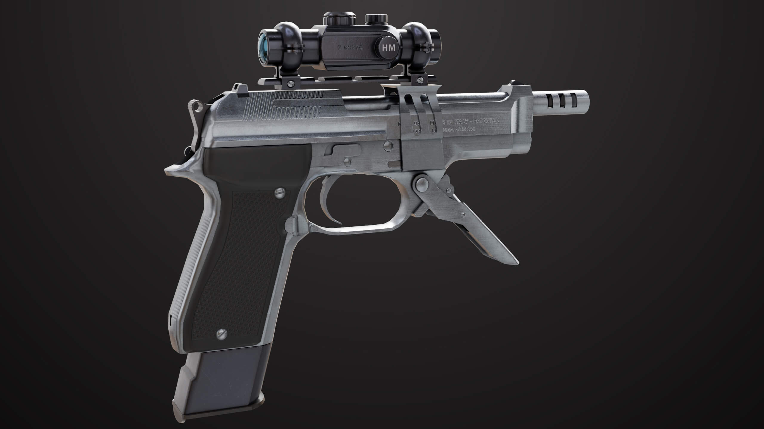 Pistol 08 Silver Generic All PBR UE Textures - 3D Model by Eight Vertex