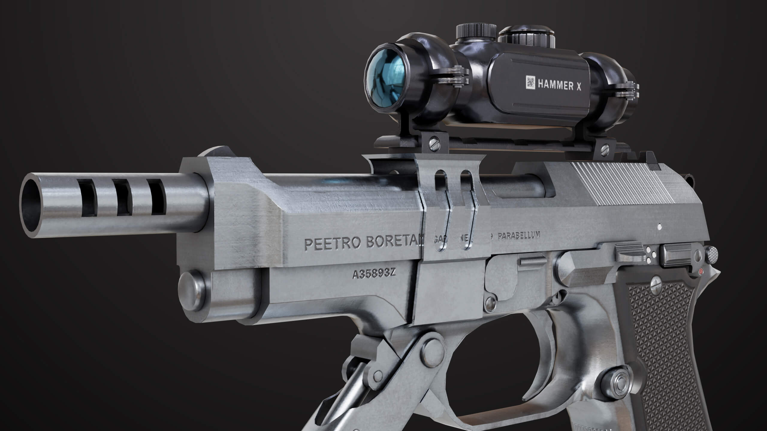 Pistol 08 Silver Generic All PBR UE Textures - 3D Model by Eight Vertex