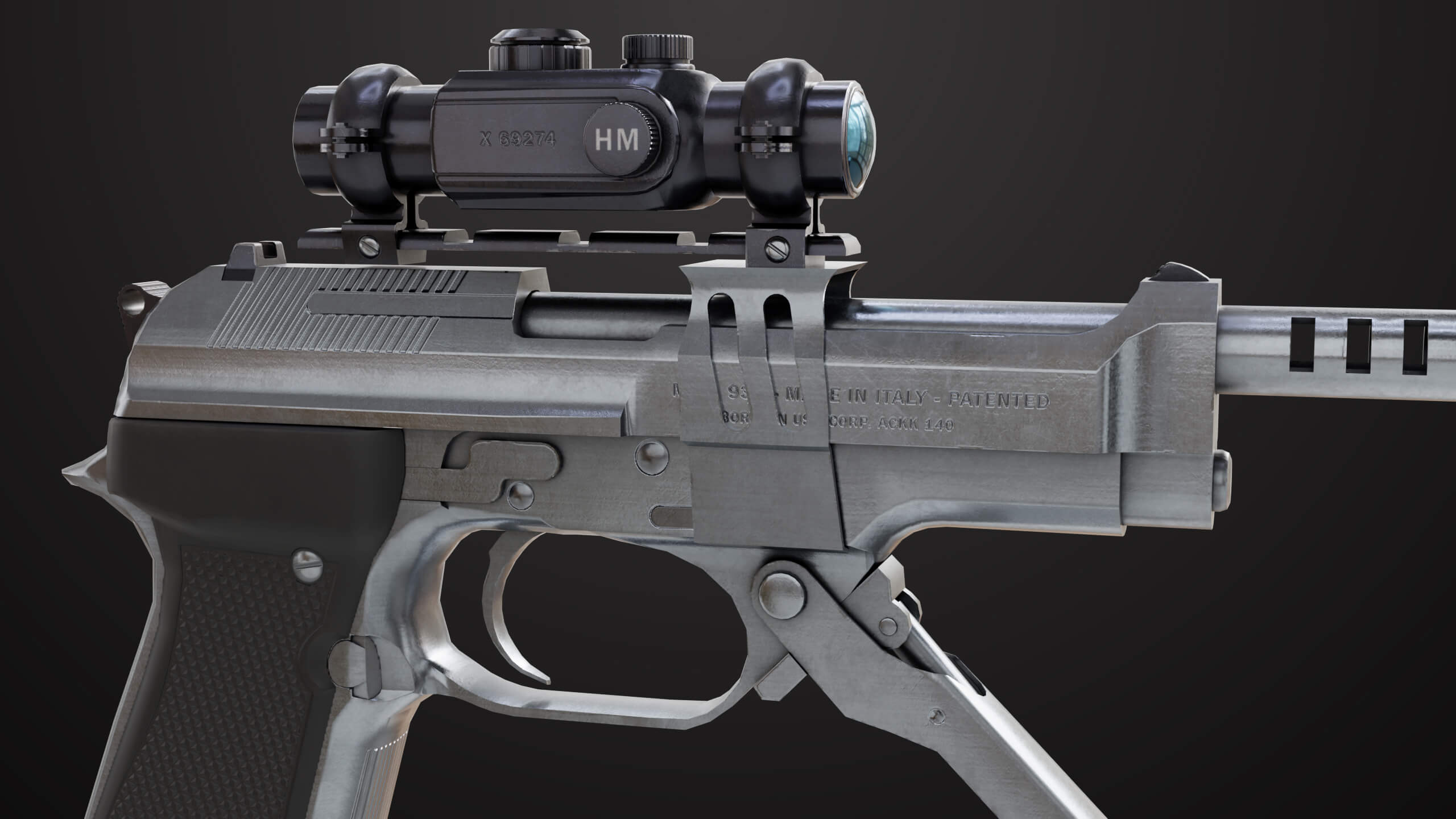 Pistol 08 Silver Generic All PBR UE Textures - 3D Model by Eight Vertex