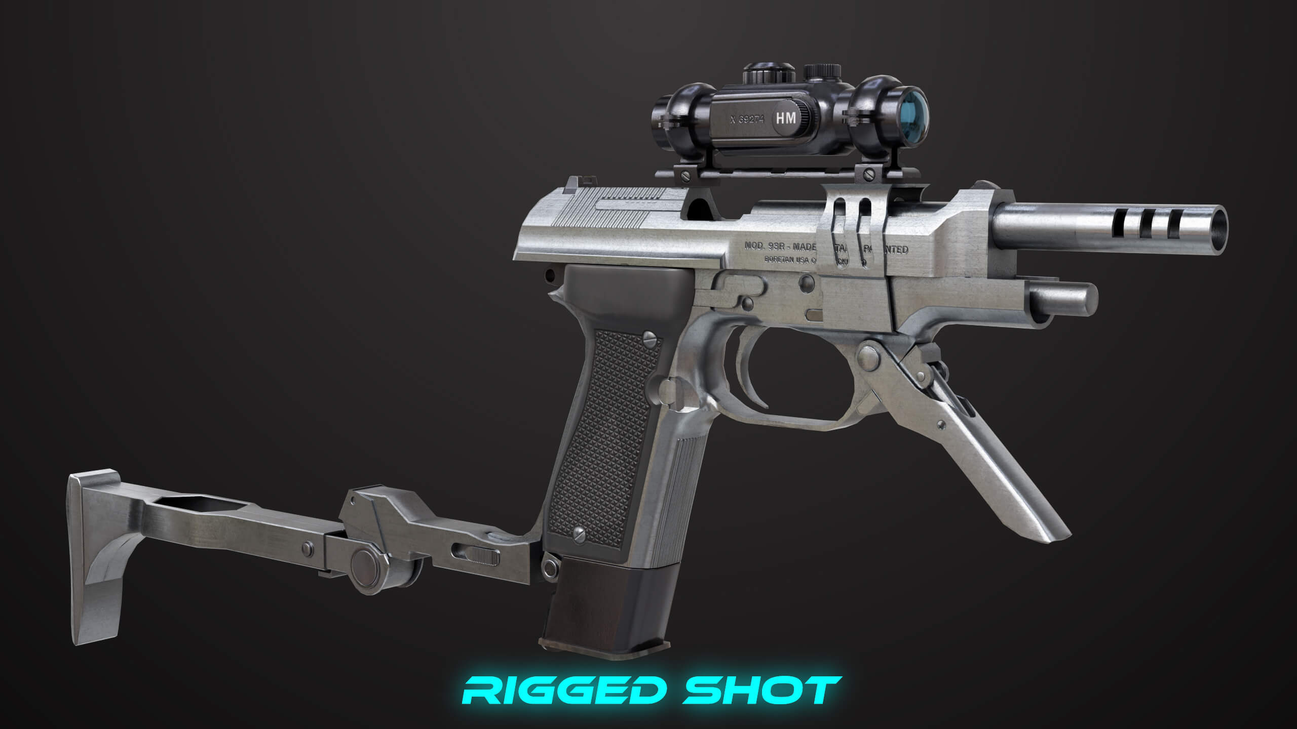 Pistol 08 Silver Generic All PBR UE Textures - 3D Model by Eight Vertex