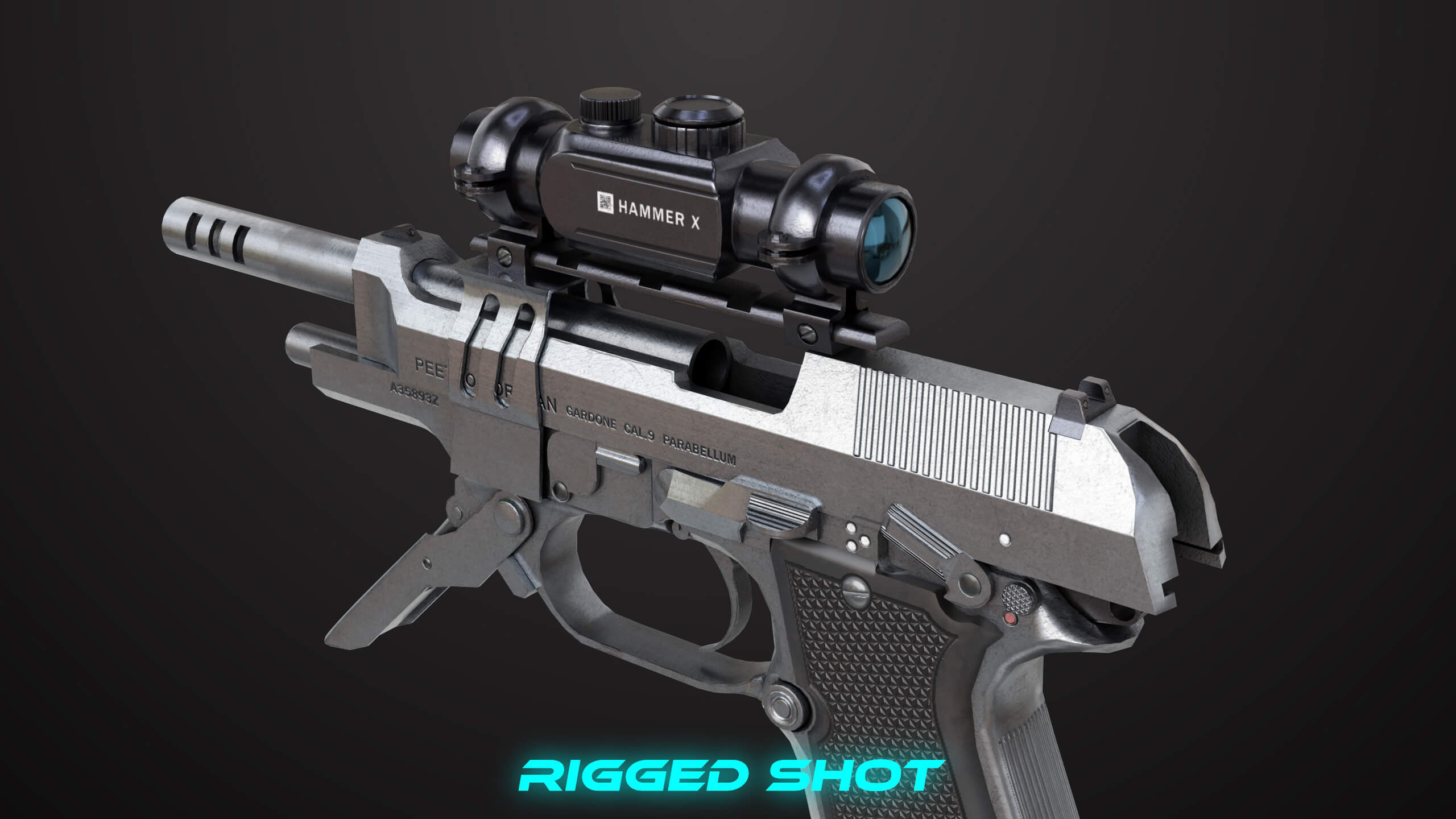 Pistol 08 Silver Generic All PBR UE Textures - 3D Model by Eight Vertex
