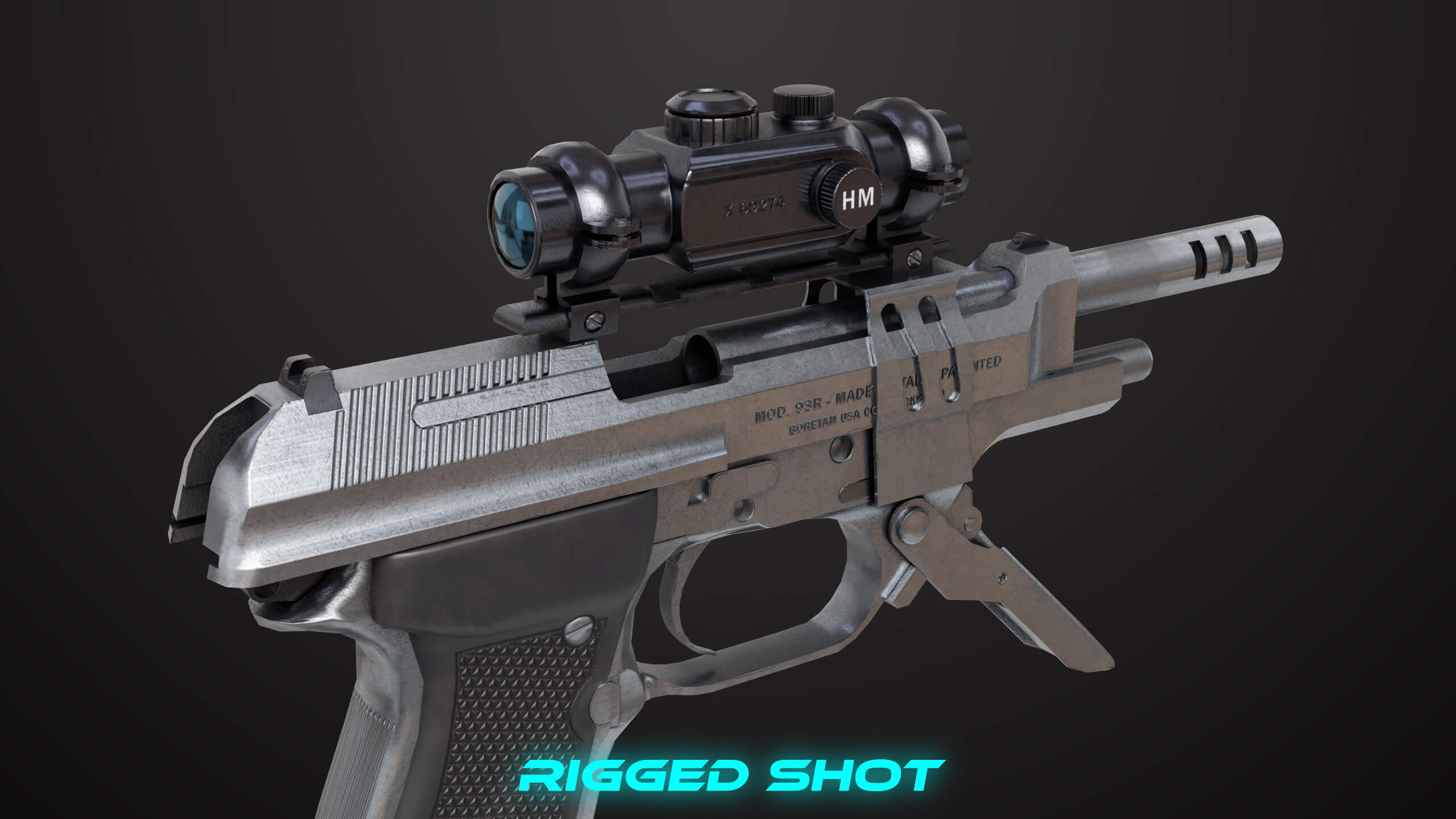 Pistol 08 Silver Generic All PBR UE Textures - 3D Model by Eight Vertex