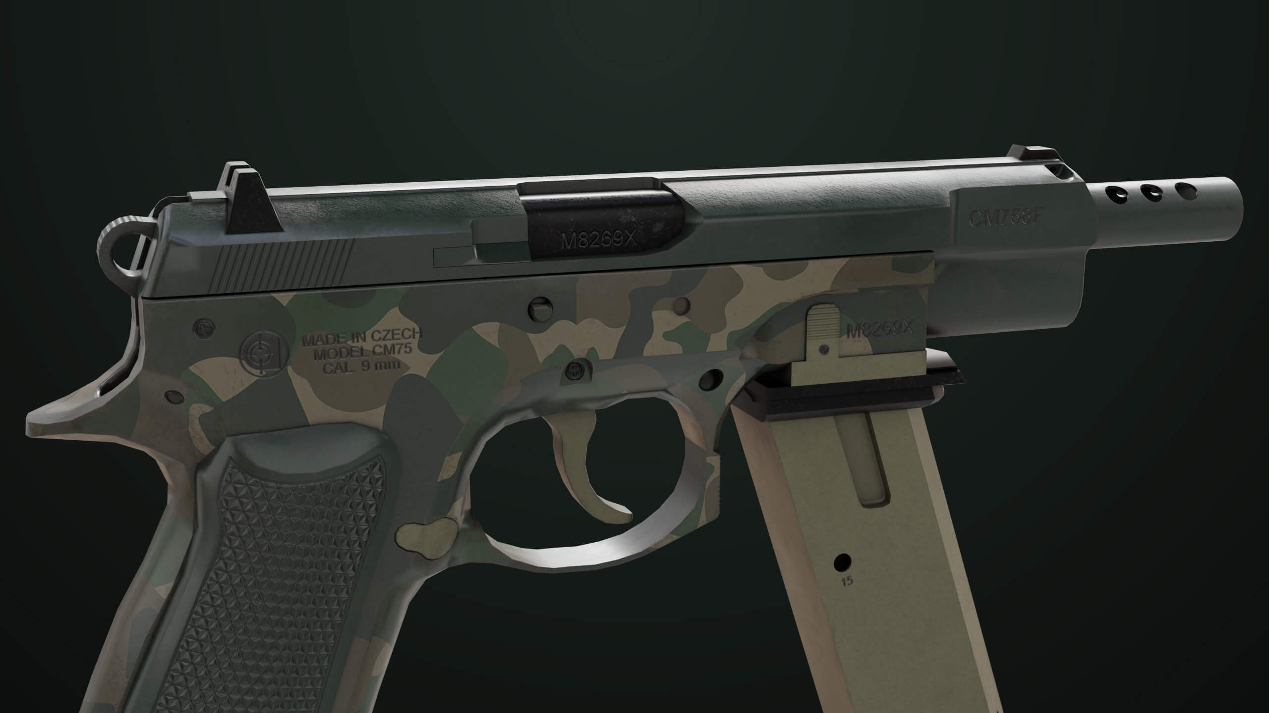 Pistol 09 Military Green Generic All PBR UE Textures - 3D Model by ...