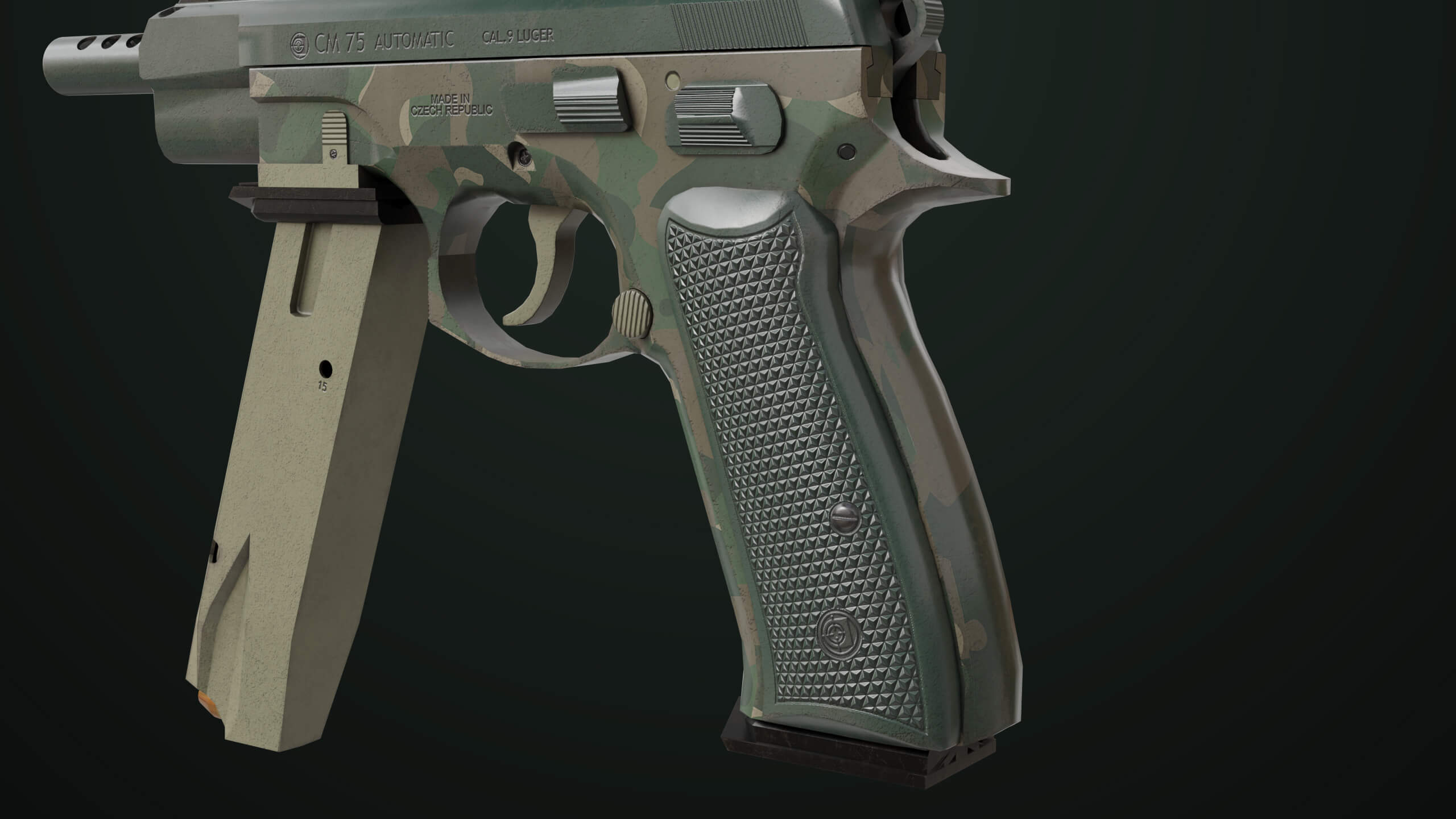 Pistol 09 Military Green Generic All PBR UE Textures - 3D Model by ...