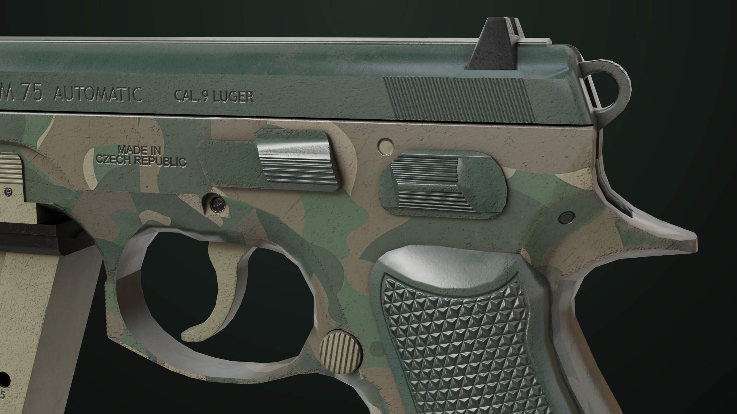 Pistol 09 Military Green Generic All PBR UE Textures - 3D Model by ...