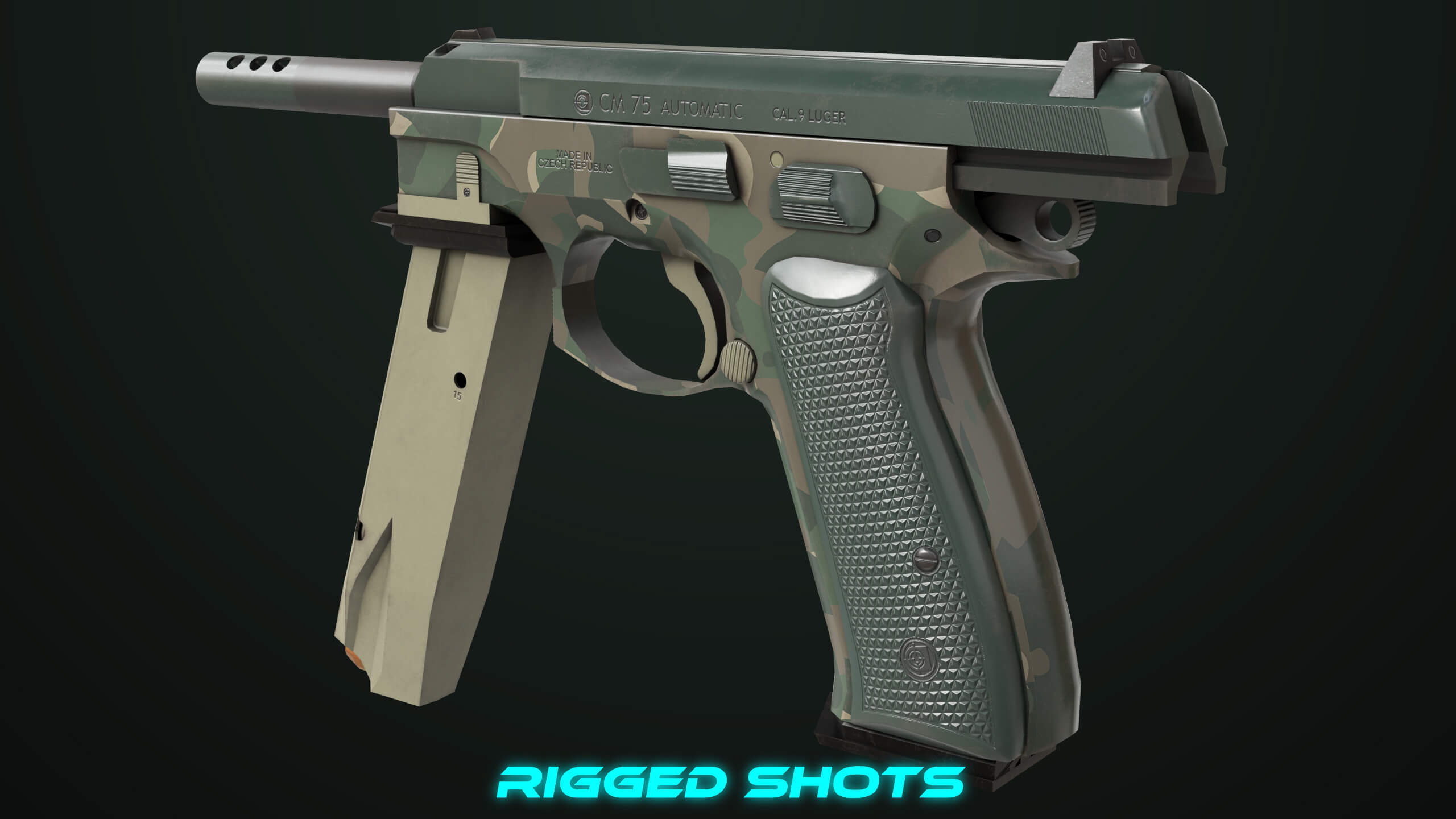Pistol 09 Military Green Generic All PBR UE Textures - 3D Model by ...