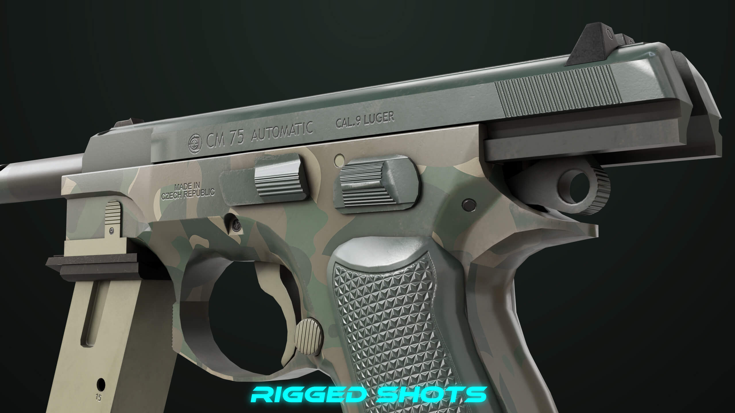 Pistol 09 Military Green Generic All PBR UE Textures - 3D Model by ...