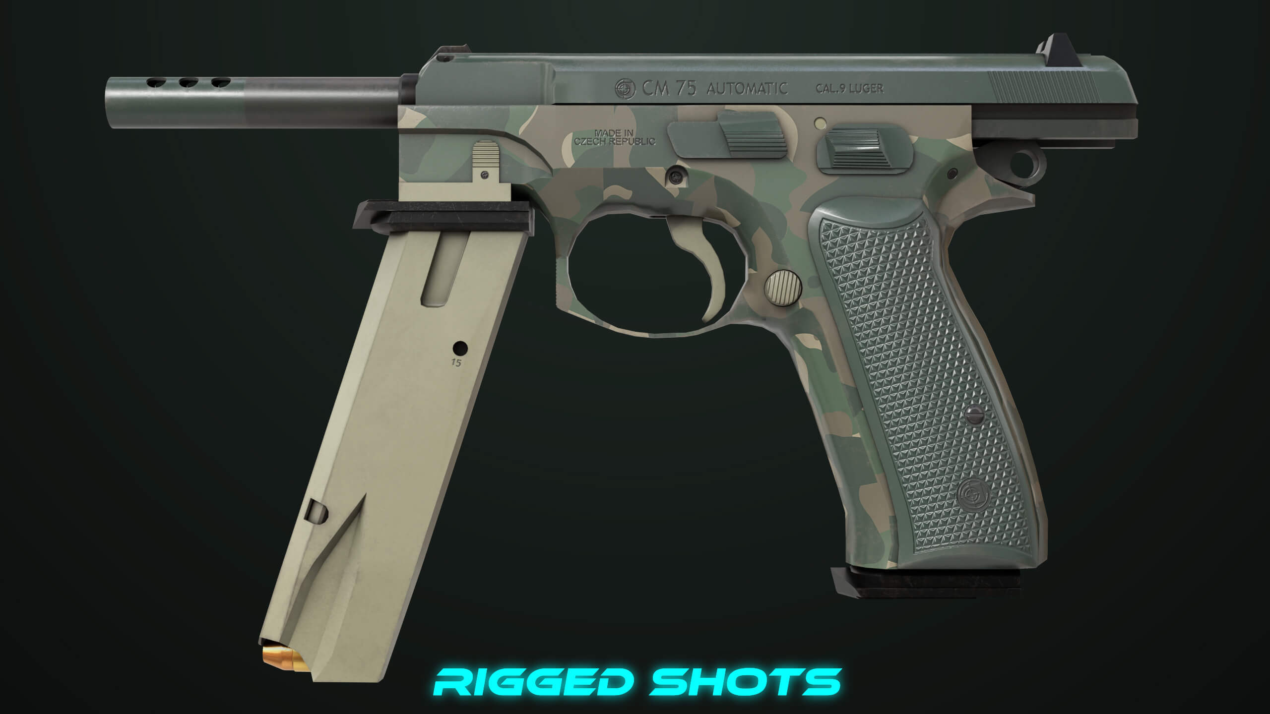 Pistol 09 Military Green Generic All PBR UE Textures - 3D Model by ...