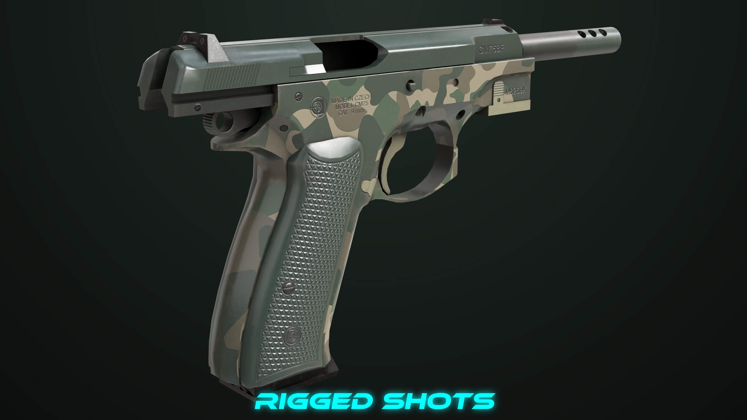 Pistol 09 Military Green Generic All PBR UE Textures - 3D Model by ...