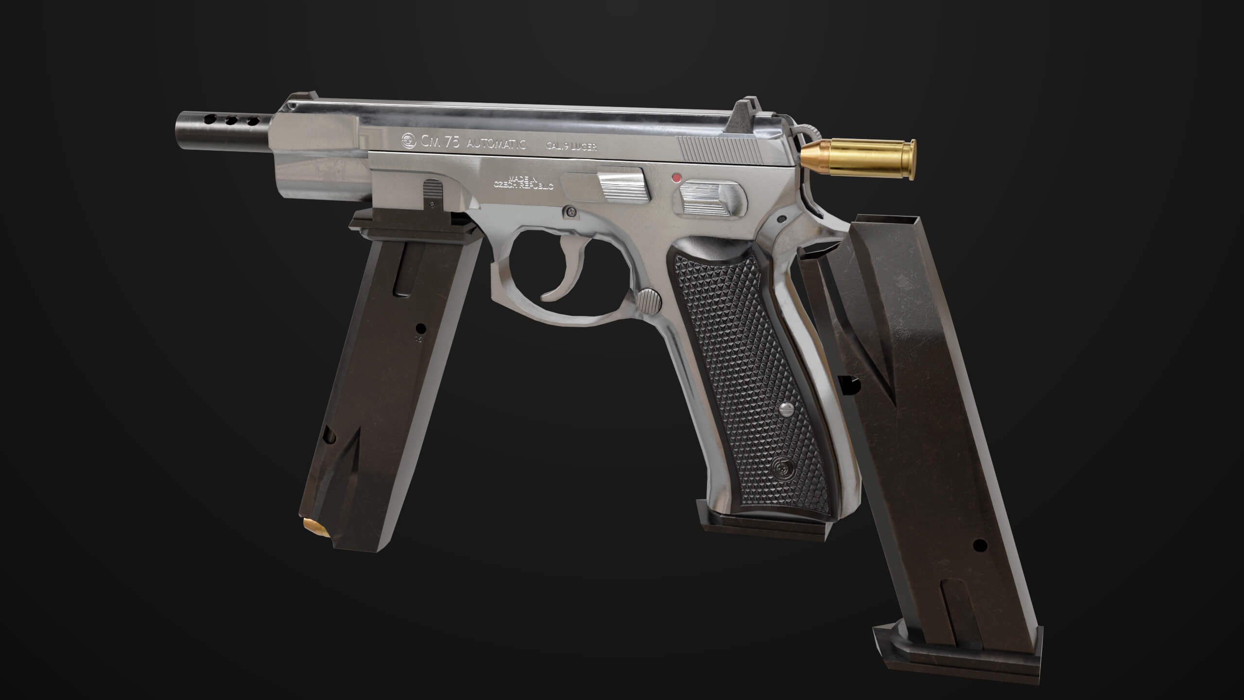 Pistol 09 Silver Generic All PBR UE Textures - 3D Model by Eight Vertex