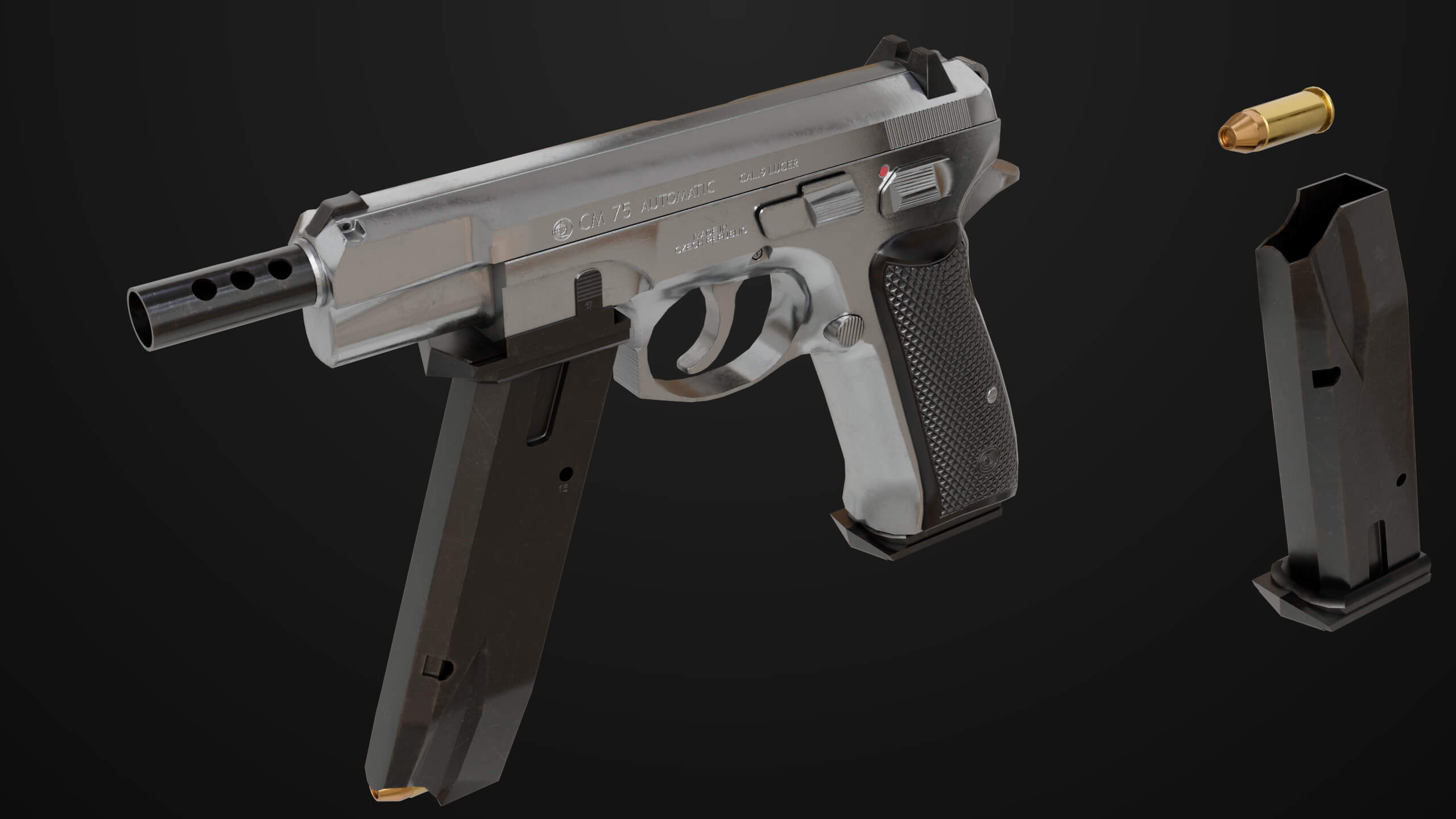 Pistol 09 Silver Generic All PBR UE Textures - 3D Model by Eight Vertex