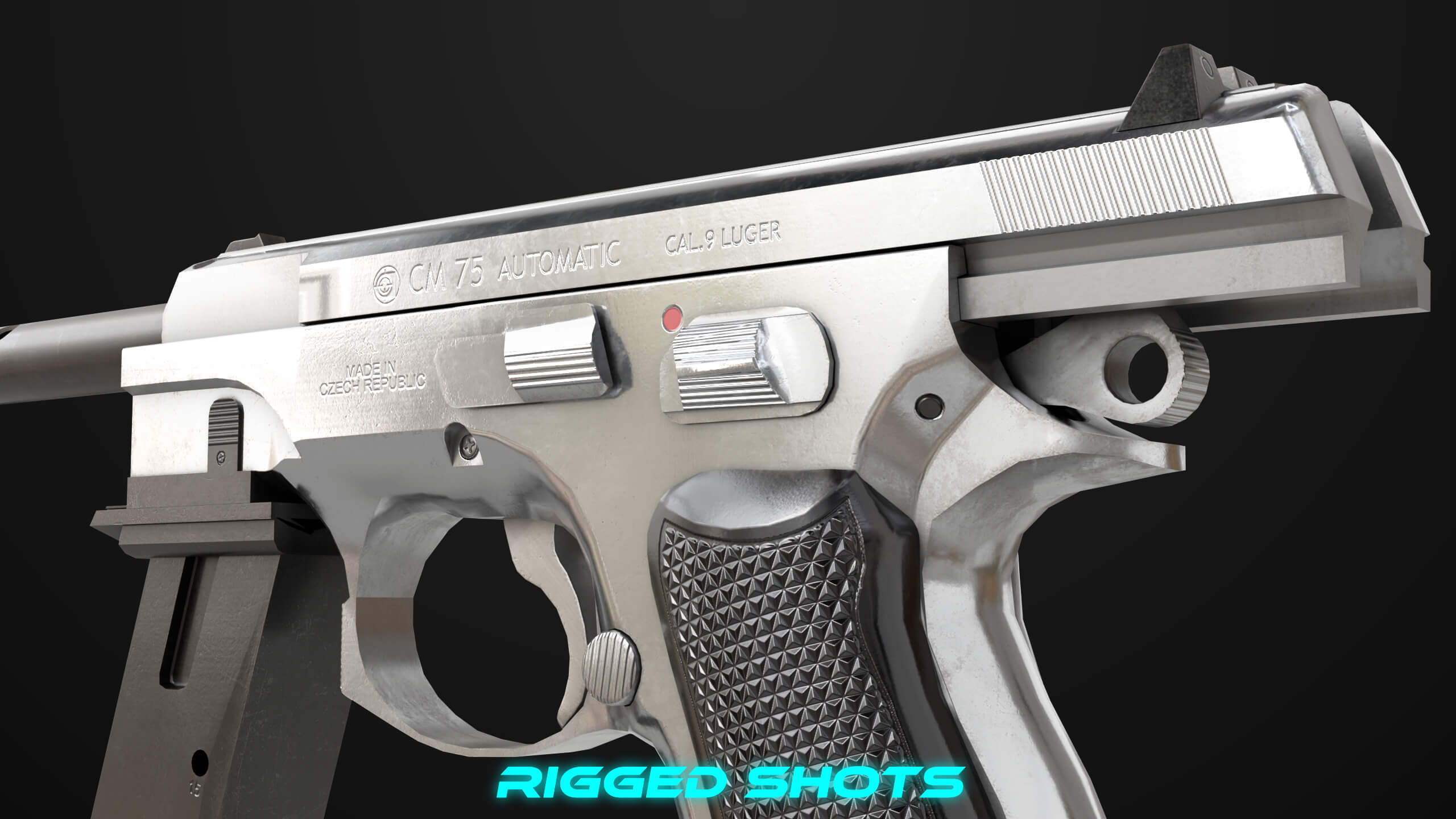 Pistol 09 Silver Generic All PBR UE Textures - 3D Model by Eight Vertex
