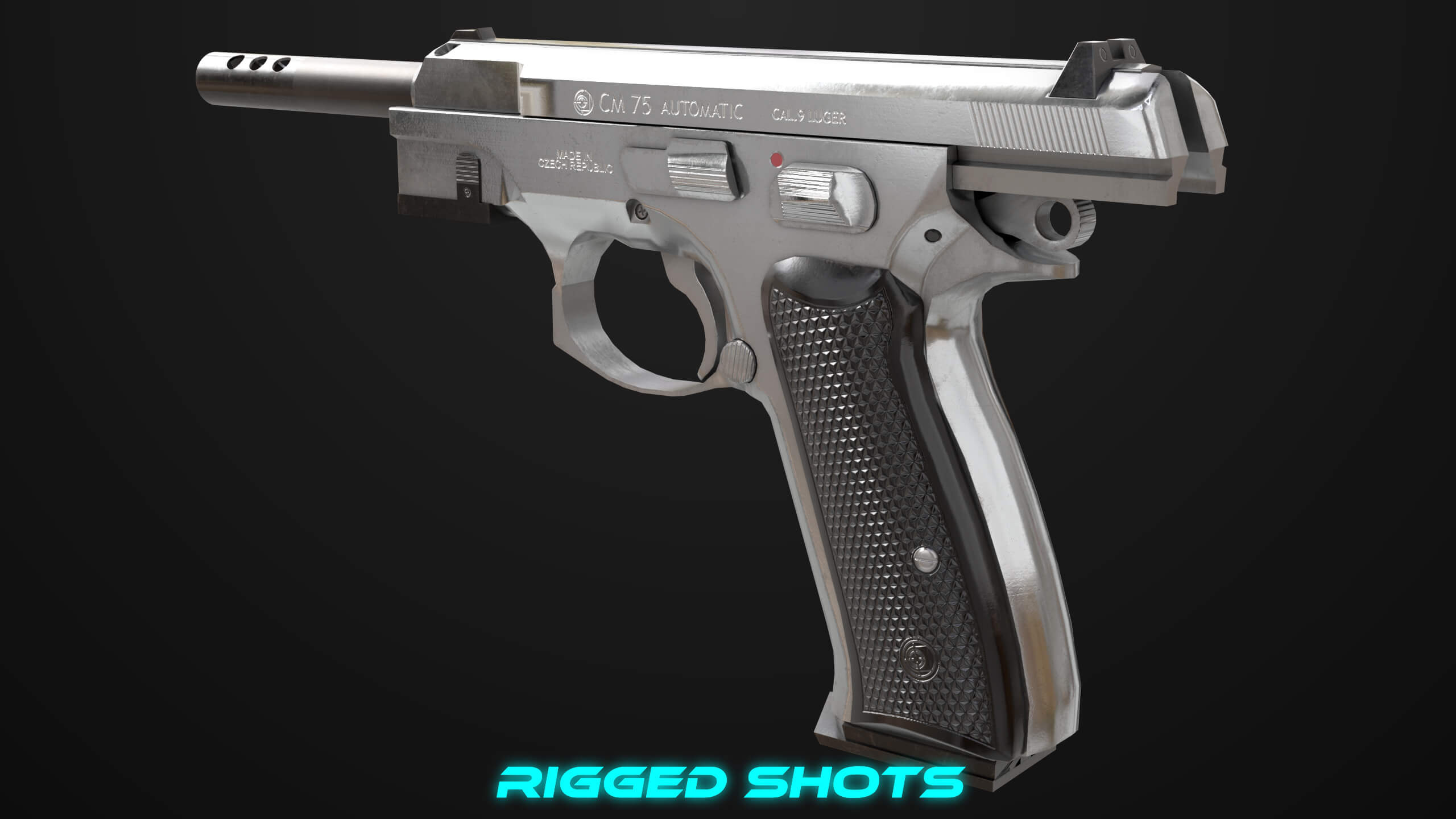 Pistol 09 Silver Generic All PBR UE Textures - 3D Model by Eight Vertex