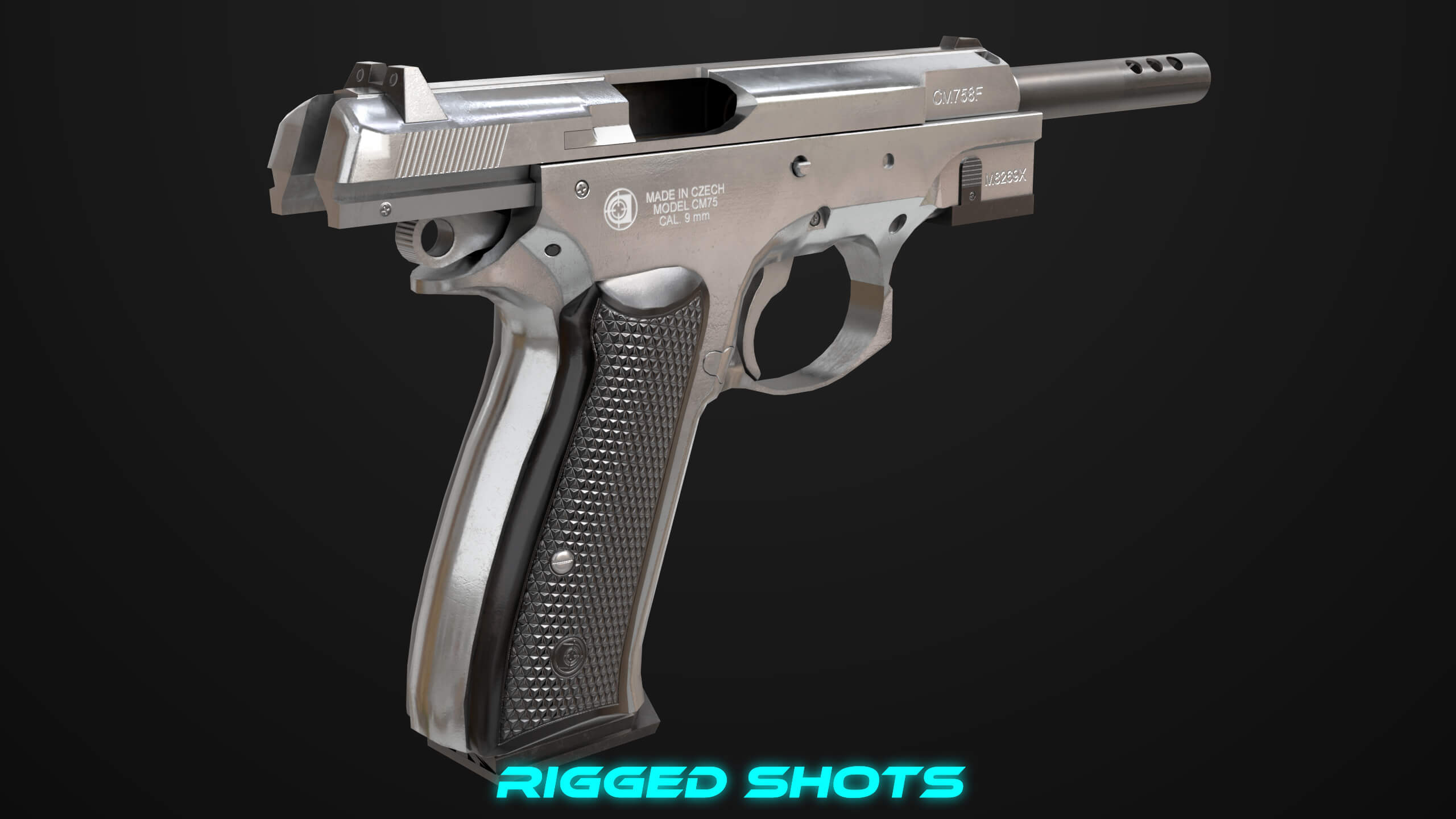 Pistol 09 Silver Generic All PBR UE Textures - 3D Model by Eight Vertex