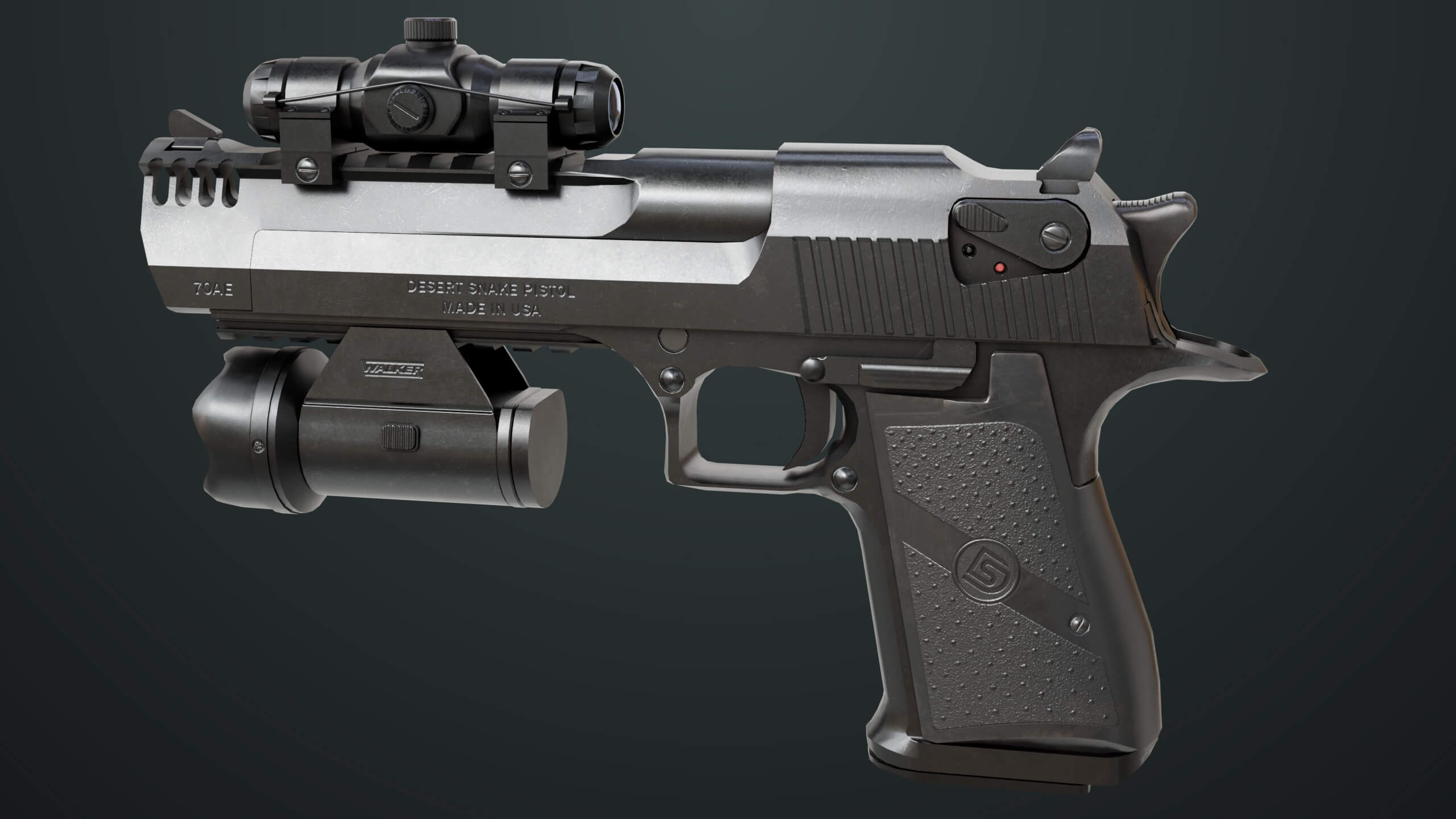 Pistol 10 Black Generic All PBR UE Textures - 3D Model by Eight Vertex