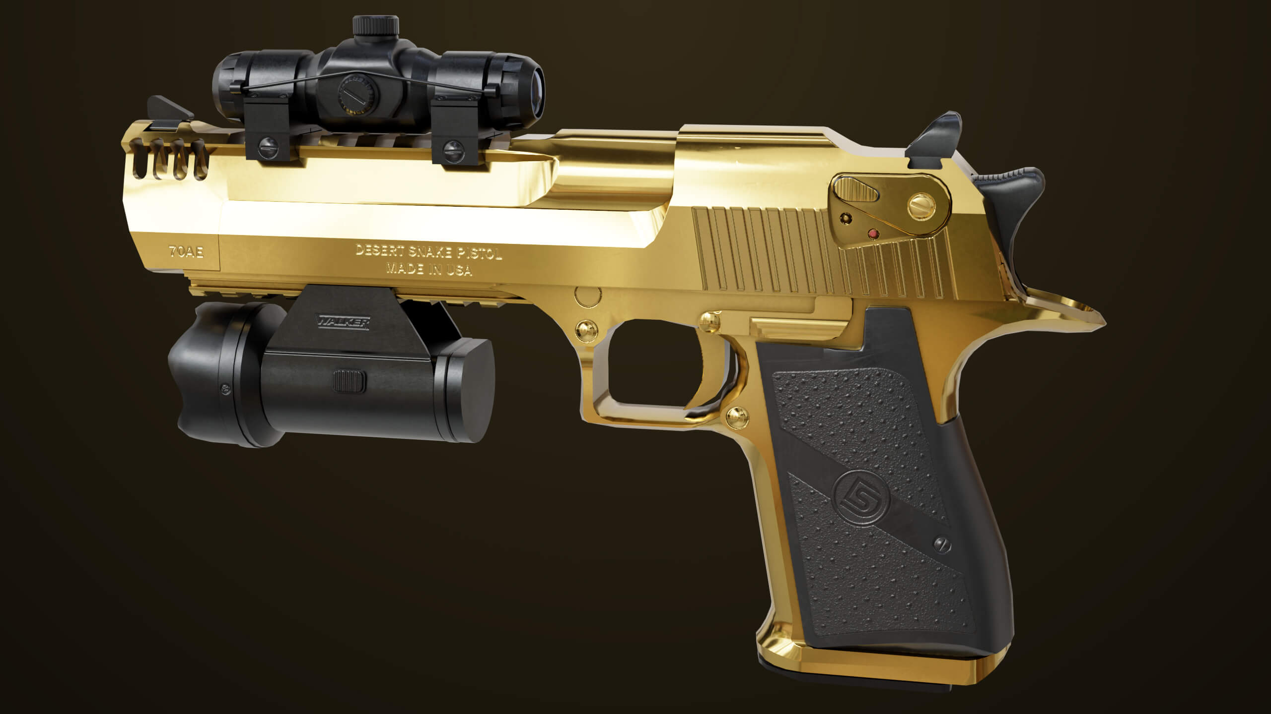 Pistol 10 Gold Generic All PBR UE Textures - 3D Model by Eight Vertex