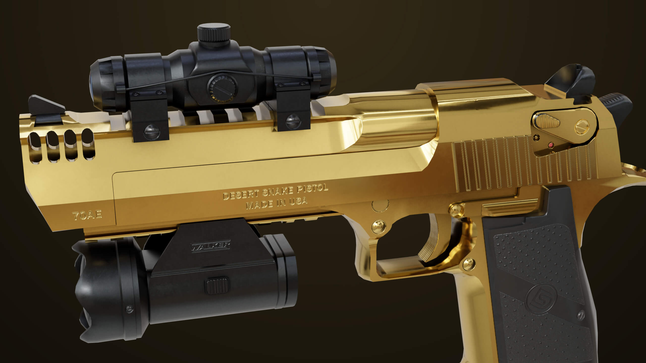 Pistol 10 Gold Generic All PBR UE Textures - 3D Model by Eight Vertex