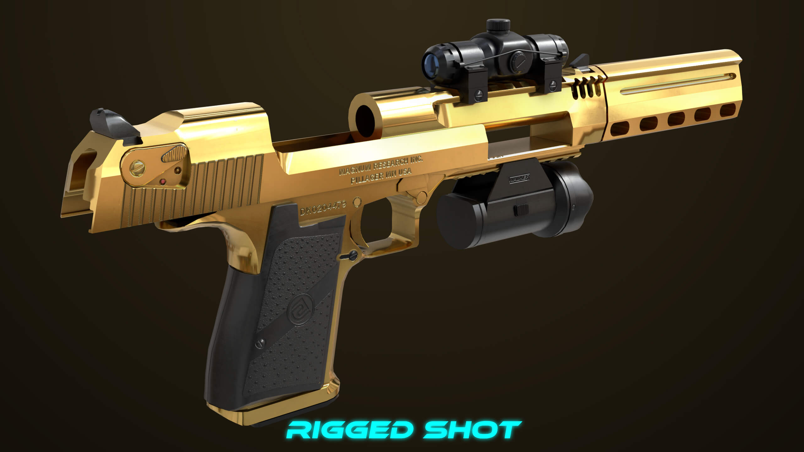 Pistol 10 Gold Generic All PBR UE Textures - 3D Model by Eight Vertex