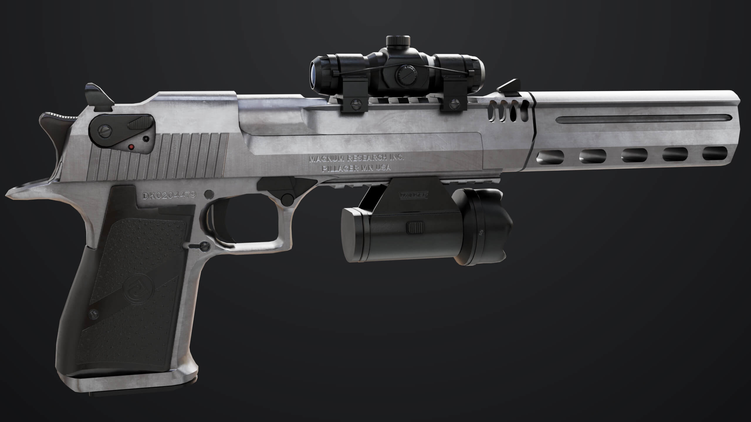 Pistol 10 Silver Generic All PBR UE Textures - 3D Model by Eight Vertex