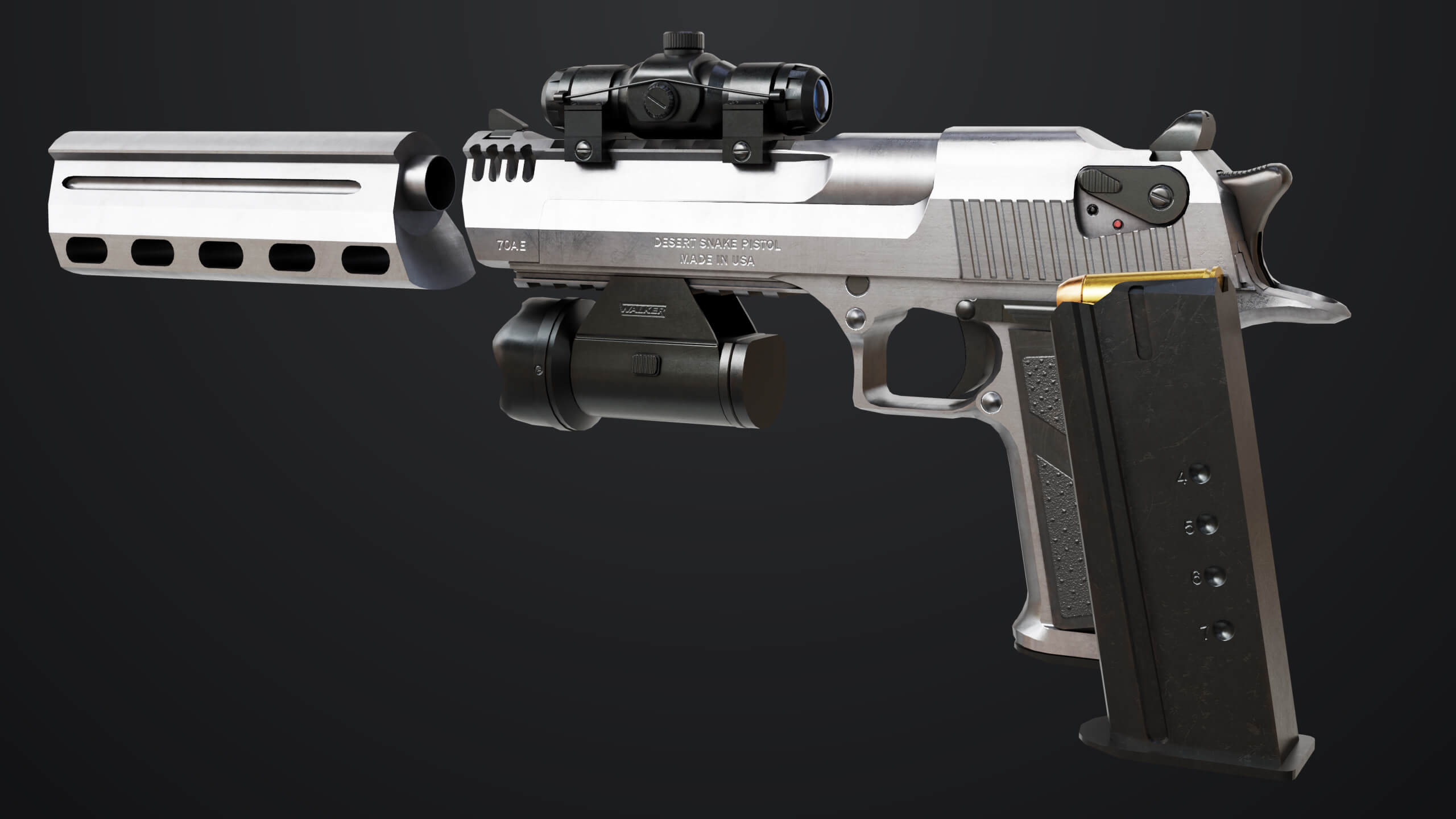 Pistol 10 Silver Generic All PBR UE Textures - 3D Model by Eight Vertex