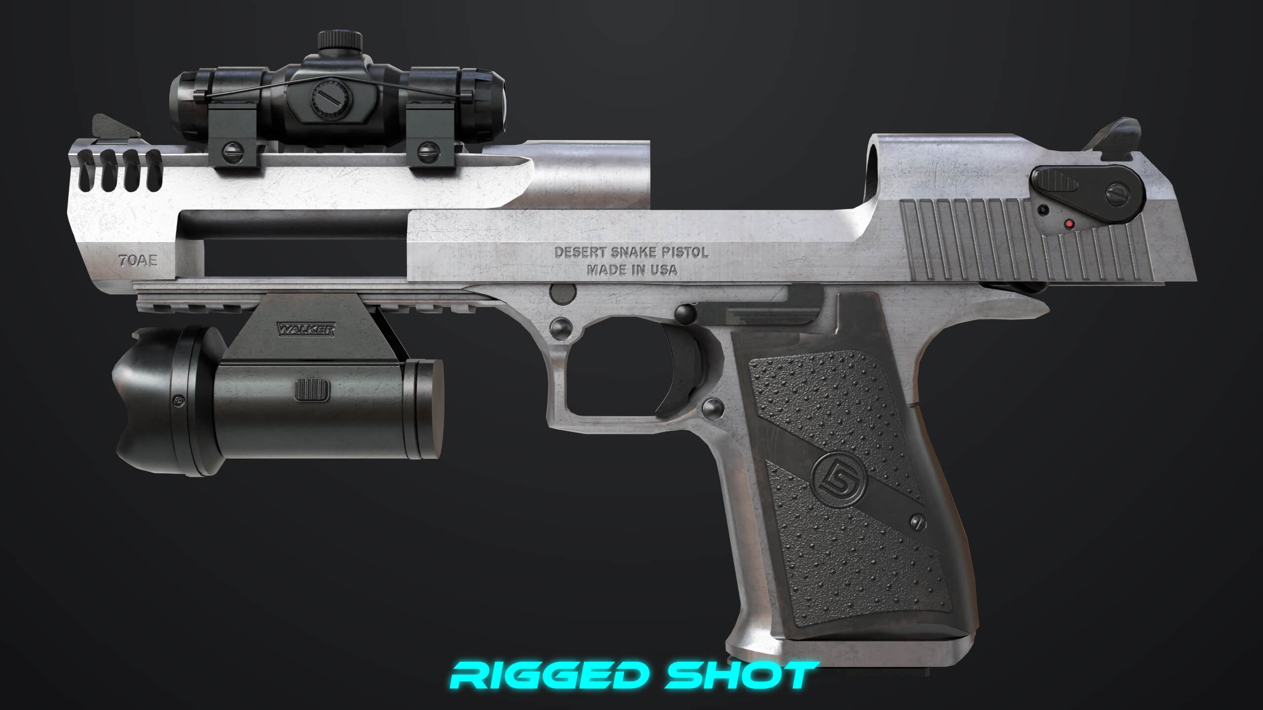 Pistol 10 Silver Generic All PBR UE Textures - 3D Model by Eight Vertex