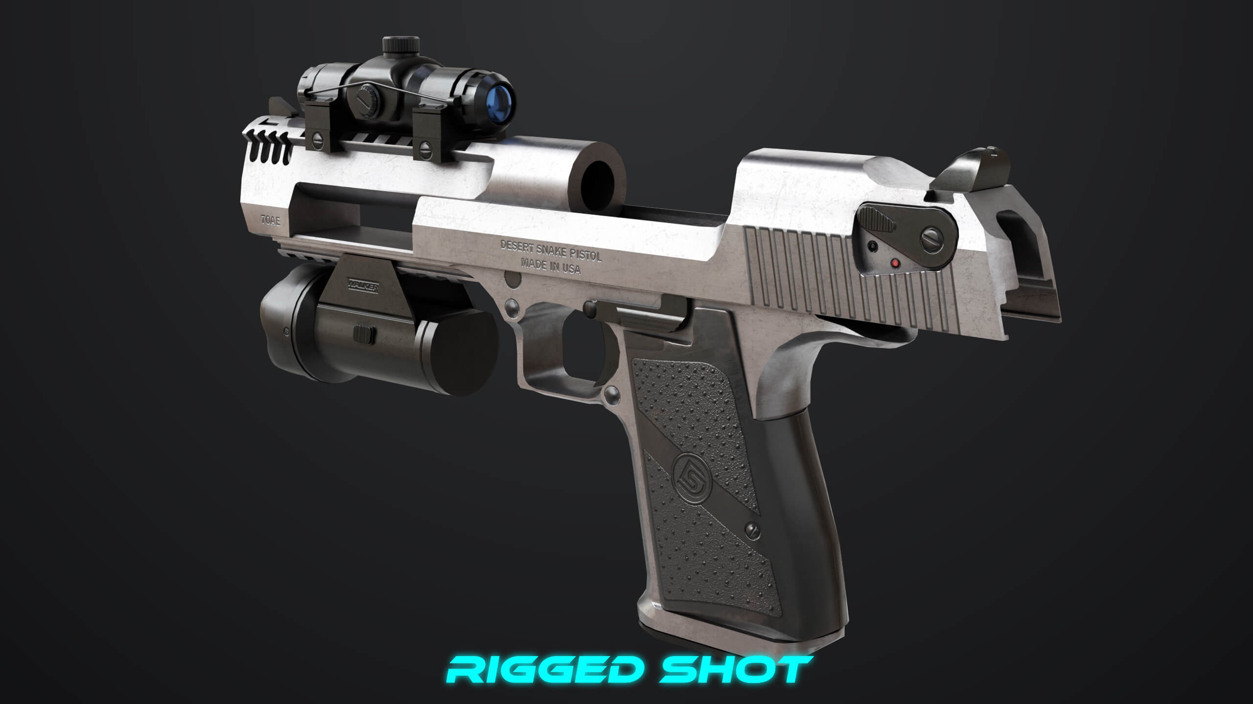 Pistol 10 Silver Generic All PBR UE Textures - 3D Model by Eight Vertex