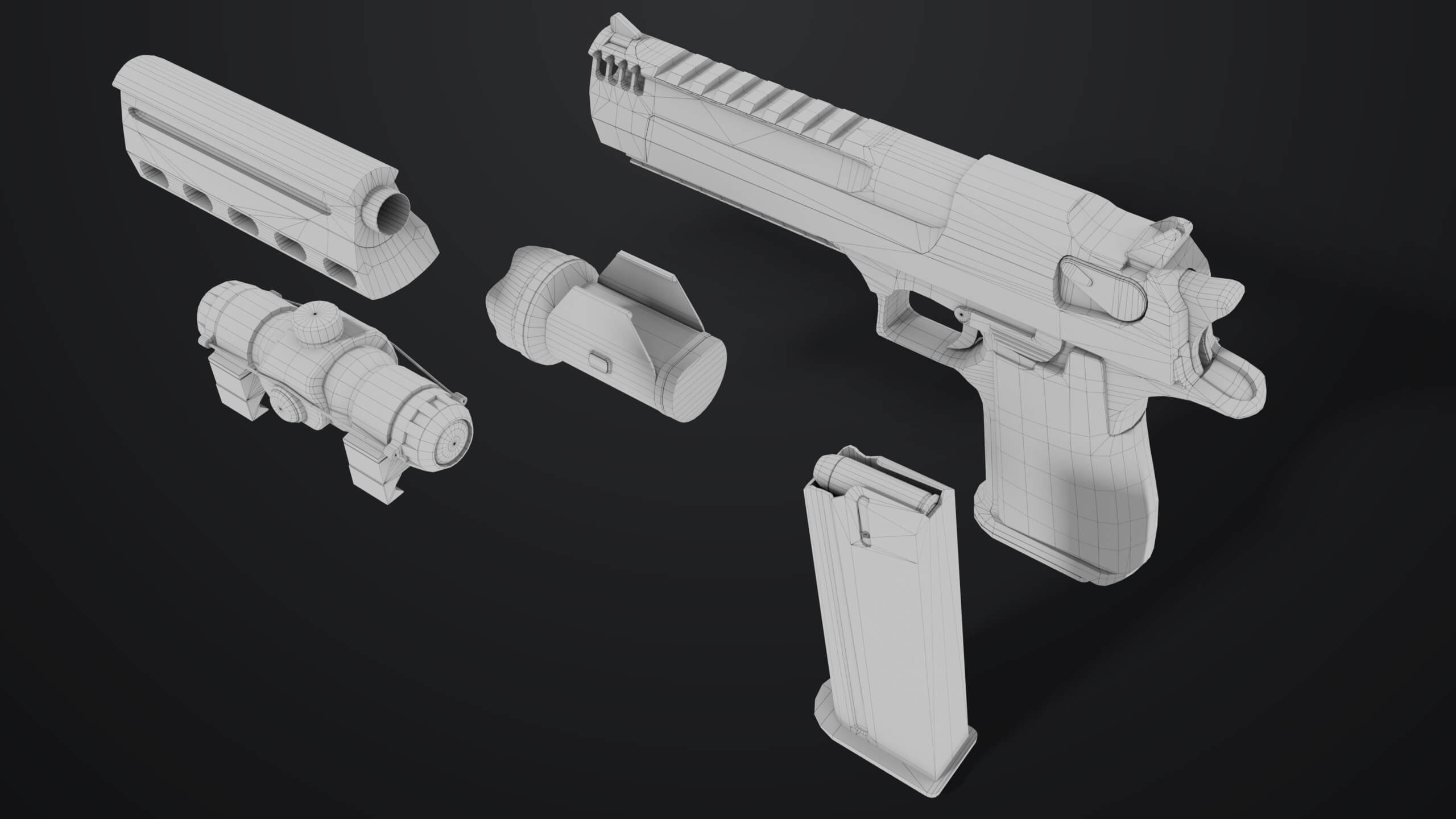 Pistol 10 Silver Generic All PBR UE Textures - 3D Model by Eight Vertex