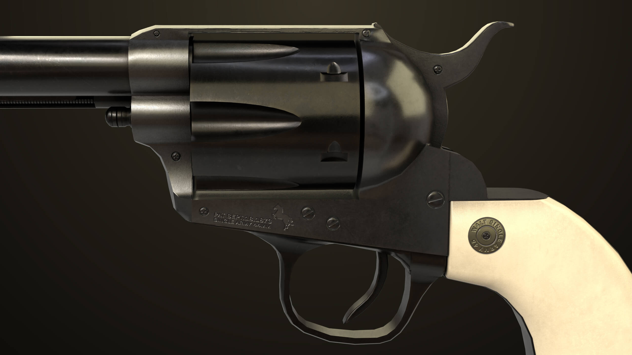 Revolver 03 Model Colt Black All PBR Unity UE Textures by Eight Vertex