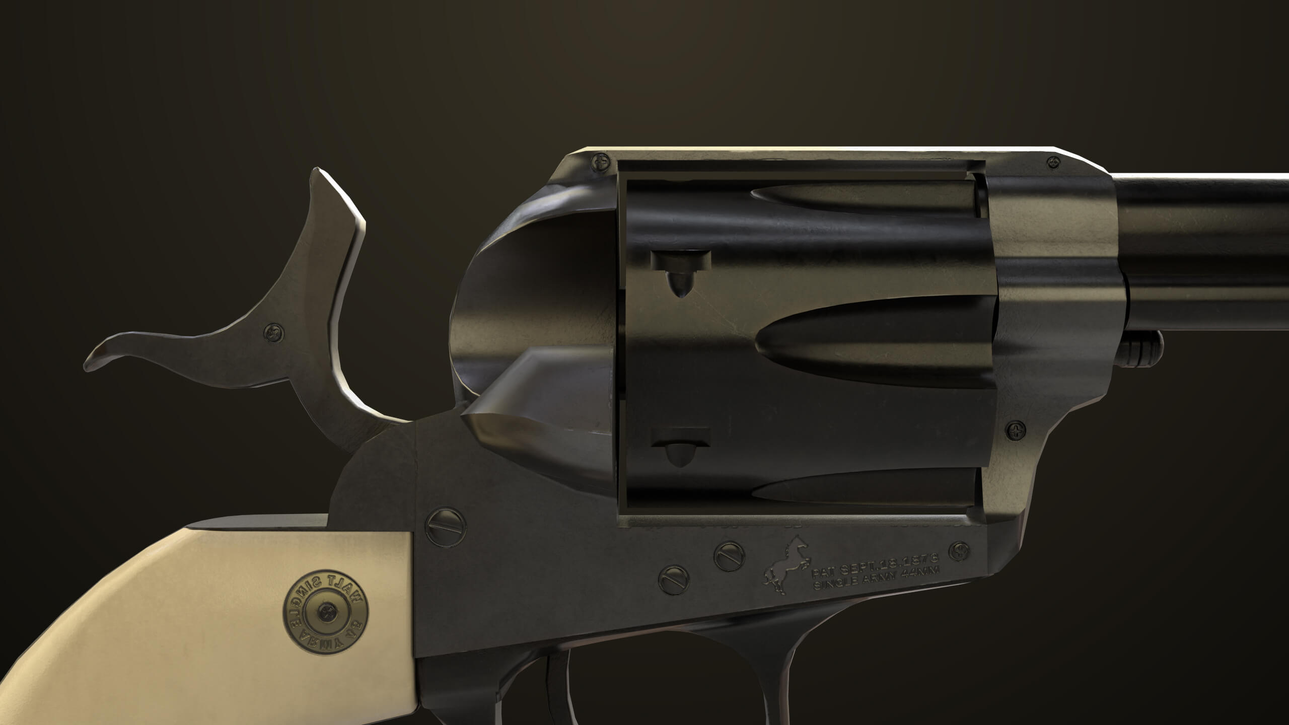 Revolver 03 Model Colt Black All PBR Unity UE Textures by Eight Vertex