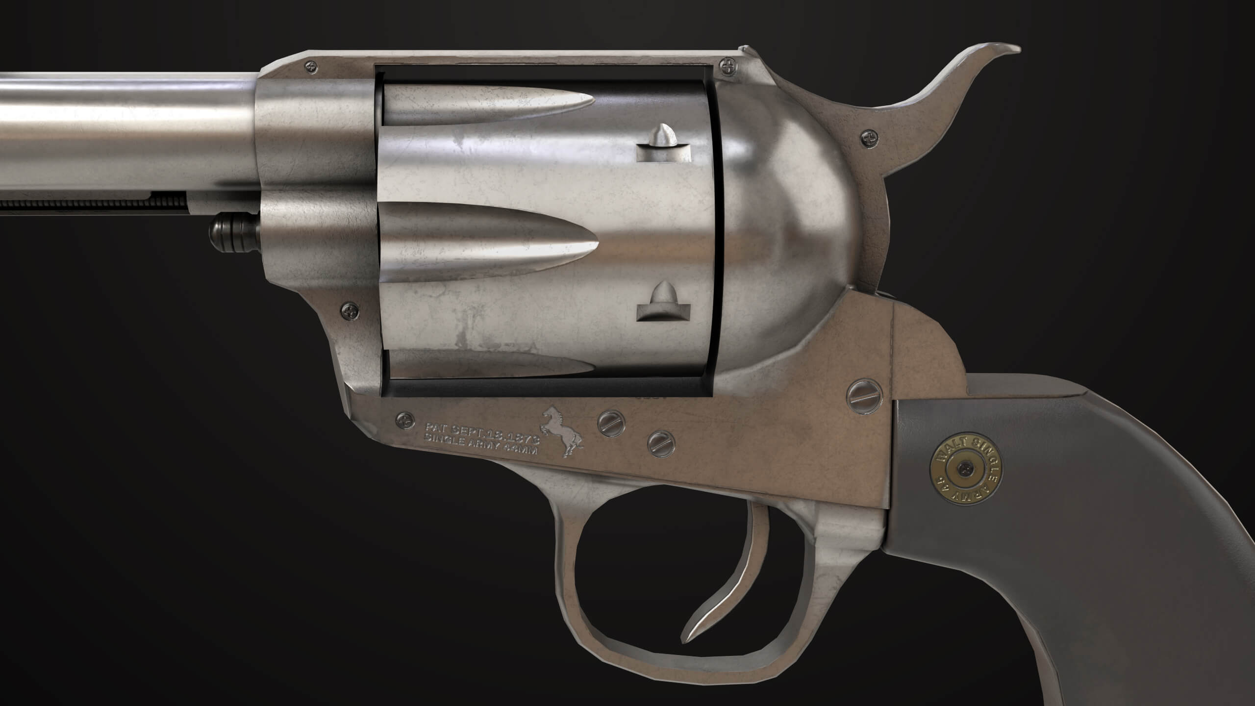 Revolver 03 Model Colt Silver All PBR Unity UE Textures by Eight Vertex