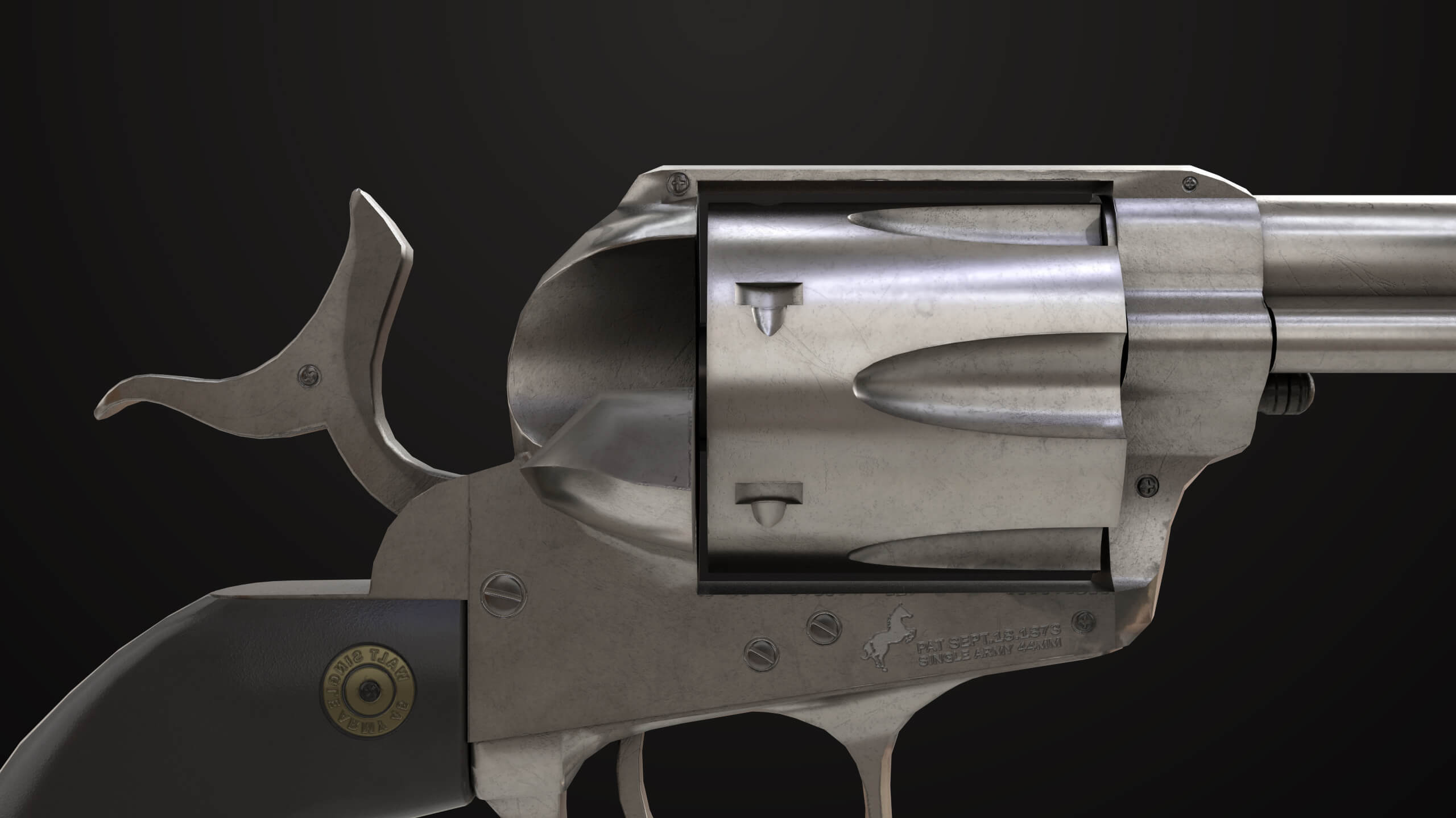 Revolver 03 Model Colt Silver All PBR Unity UE Textures by Eight Vertex