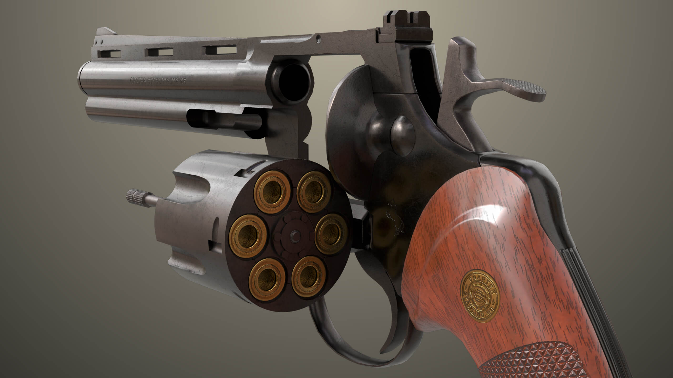 Revolver 05 Black Colt Python All PBR Unity UE Textures - 3D Model by ...