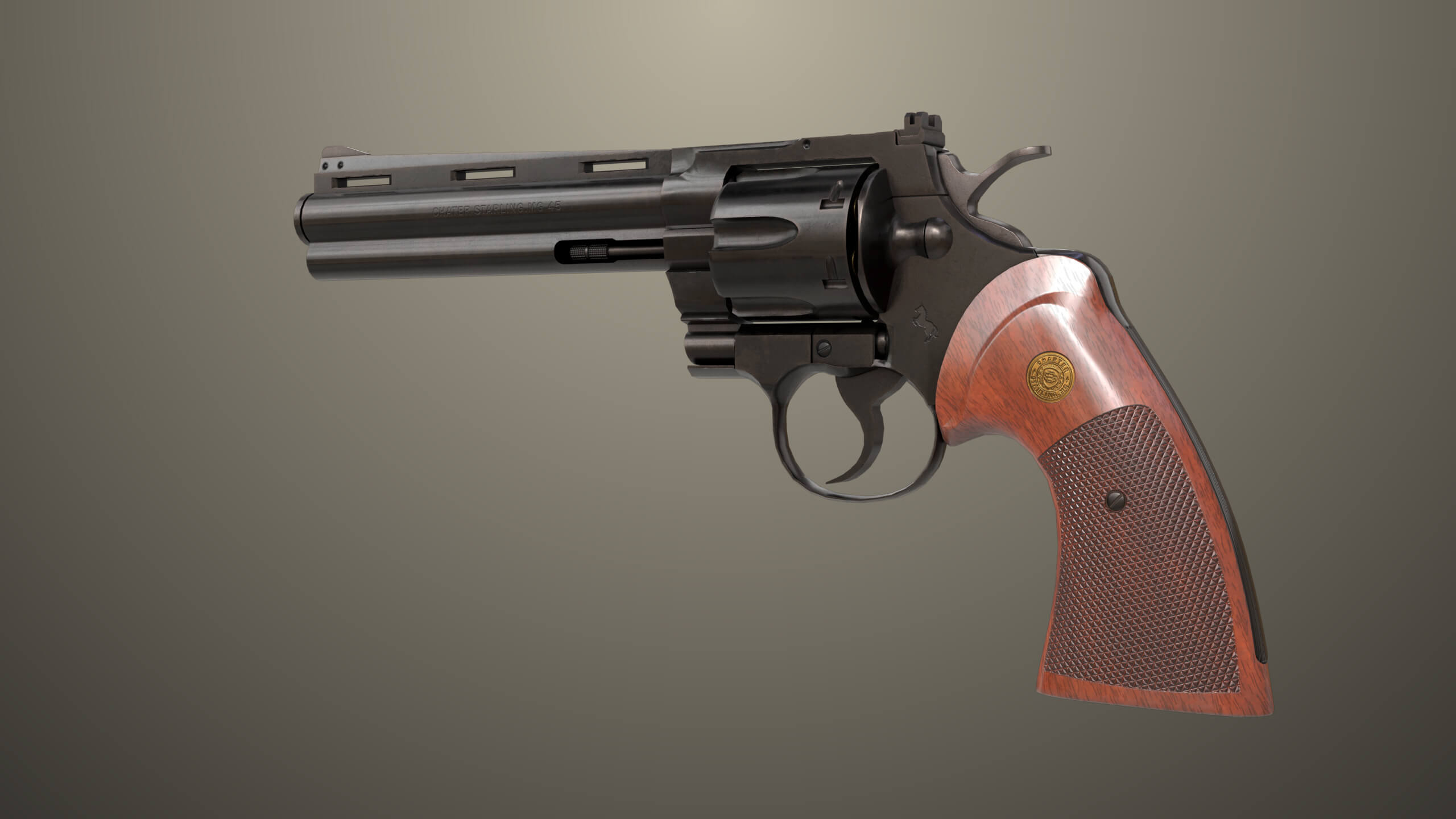 Revolver 05 Black Colt Python All PBR Unity UE Textures - 3D Model by ...